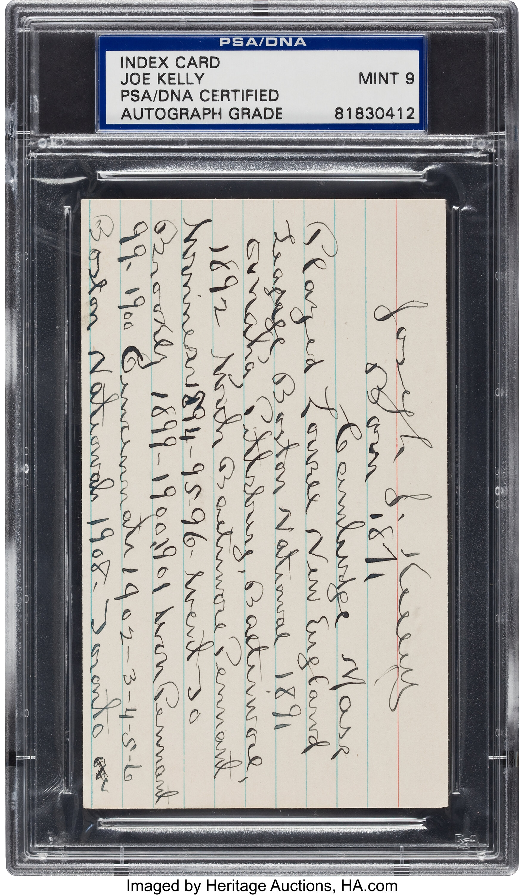Circa 1940 Joe Kelley Handwritten & Signed Autobiography Index | Lot #81953 | Heritage Auctions