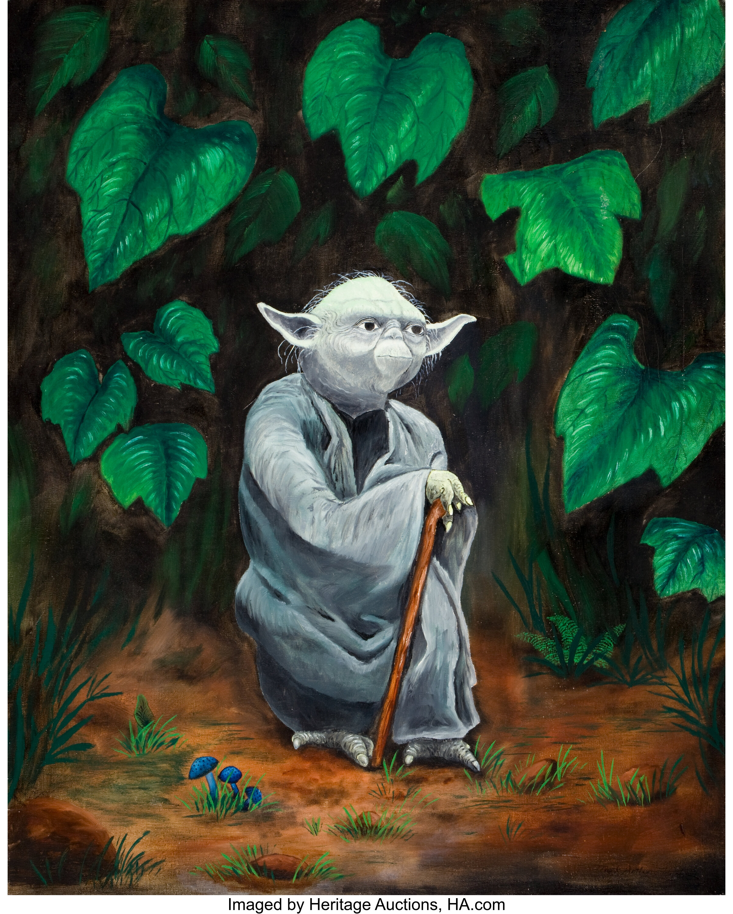 AMERICAN ARTIST (20th Century). Yoda in the Forest, Star Wars | Lot ...