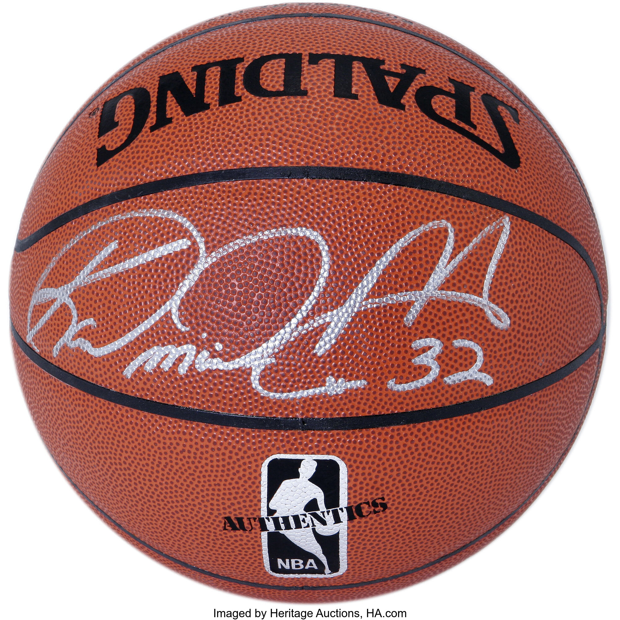 Karl Malone Single Signed Basketball. The Mailman delivers a | Lot ...