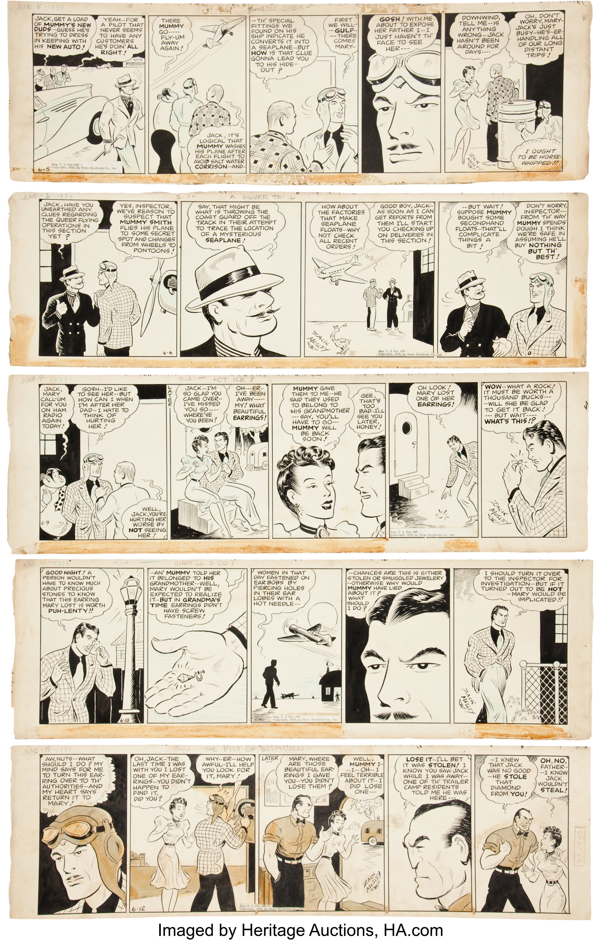 Zack Mosley Smilin' Jack Daily Comic Strip Original Art Group (News ...