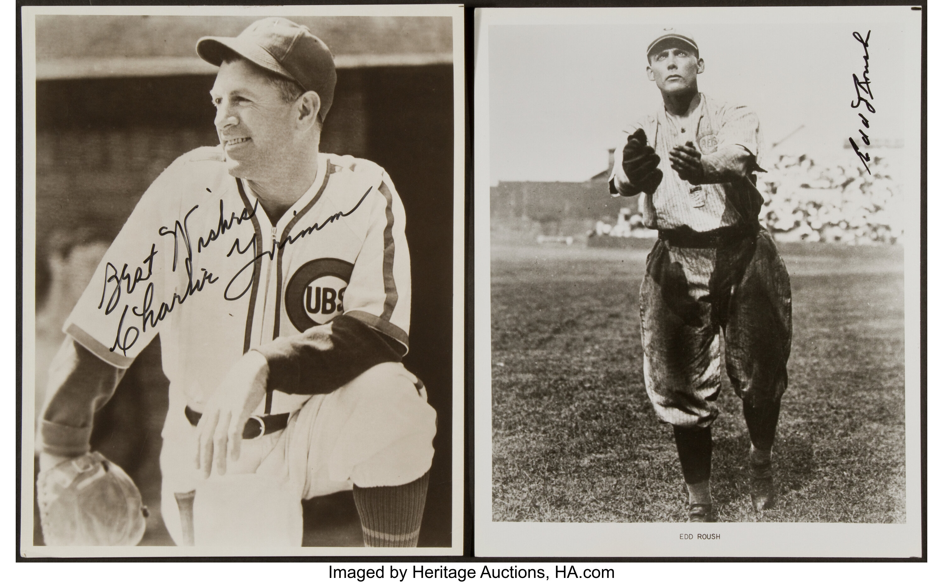 Charlie Grimm and Edd Roush Signed Photographs Lot of 2.... | Lot ...