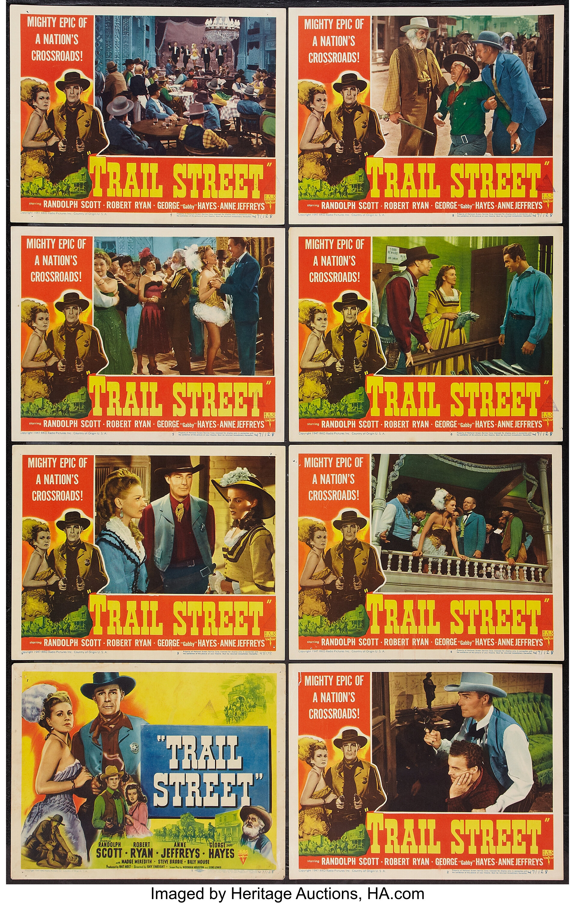 Trail Street (RKO, 1947). Lobby Card Set of 8 (11" X 14"). | Lot #53510 ...