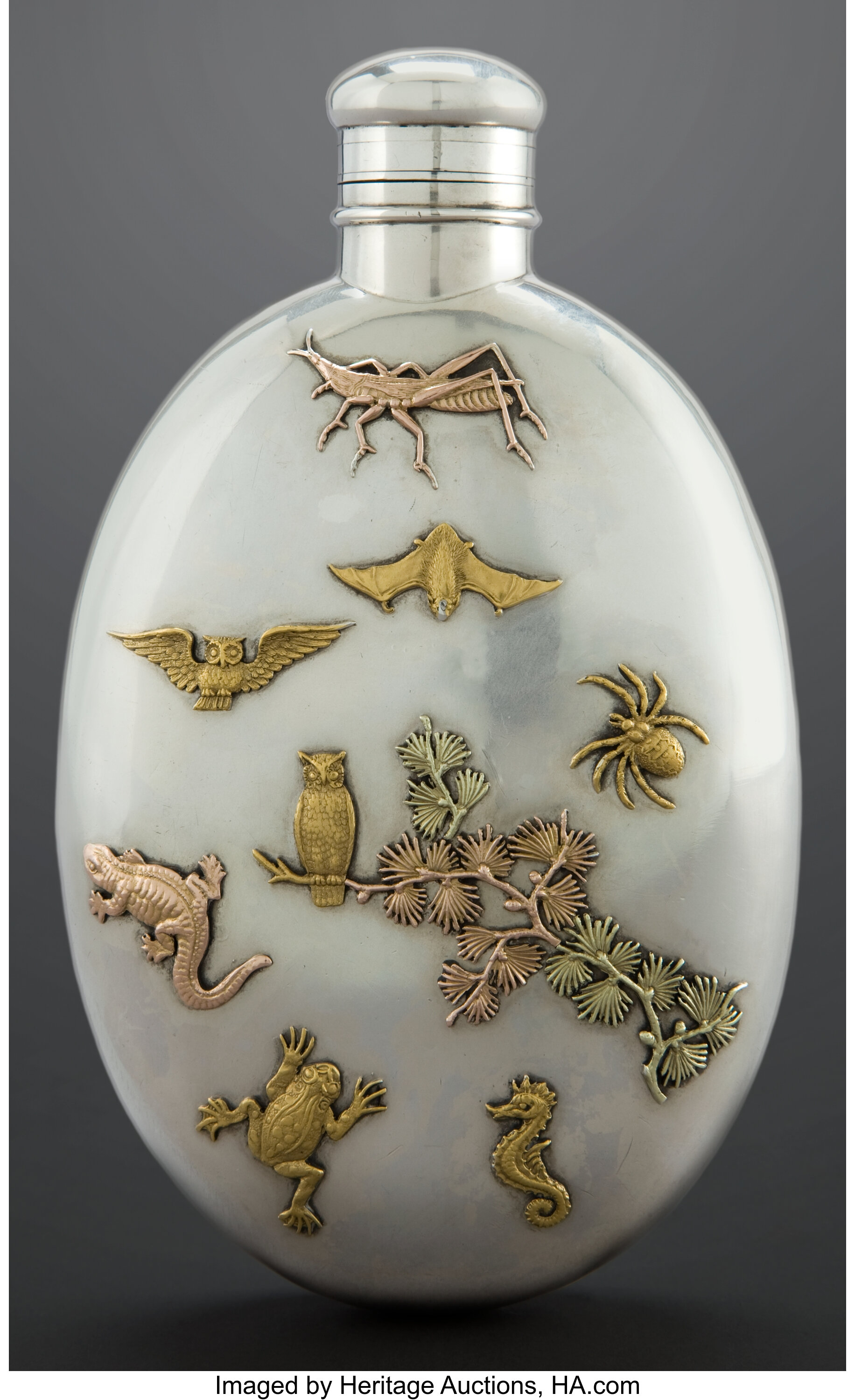 A SHIEBLER SILVER AND MIXED METAL FLASK . George W. Shiebler & Co ...