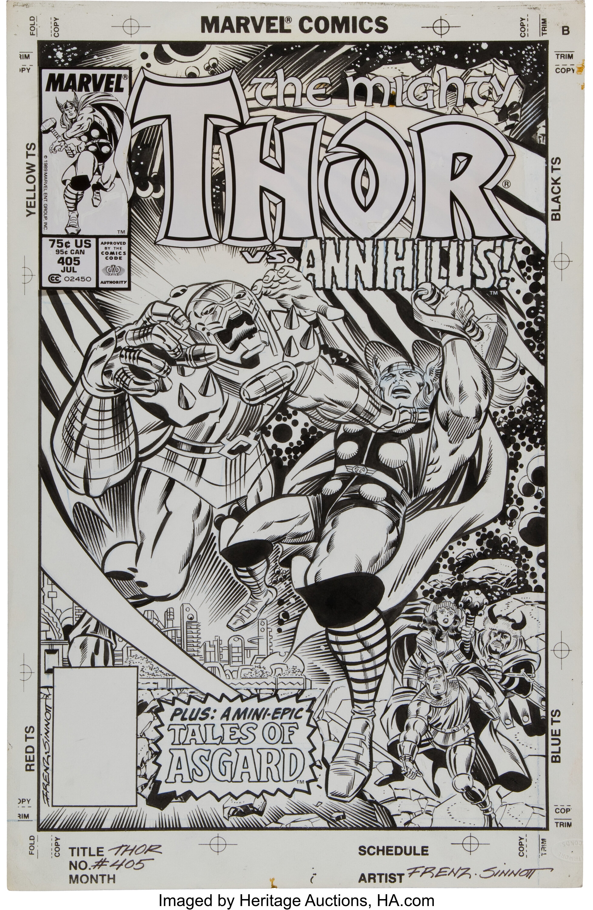 Ron Frenz and Joe Sinnott Thor #405 Annihilus Cover Original Art | Lot ...