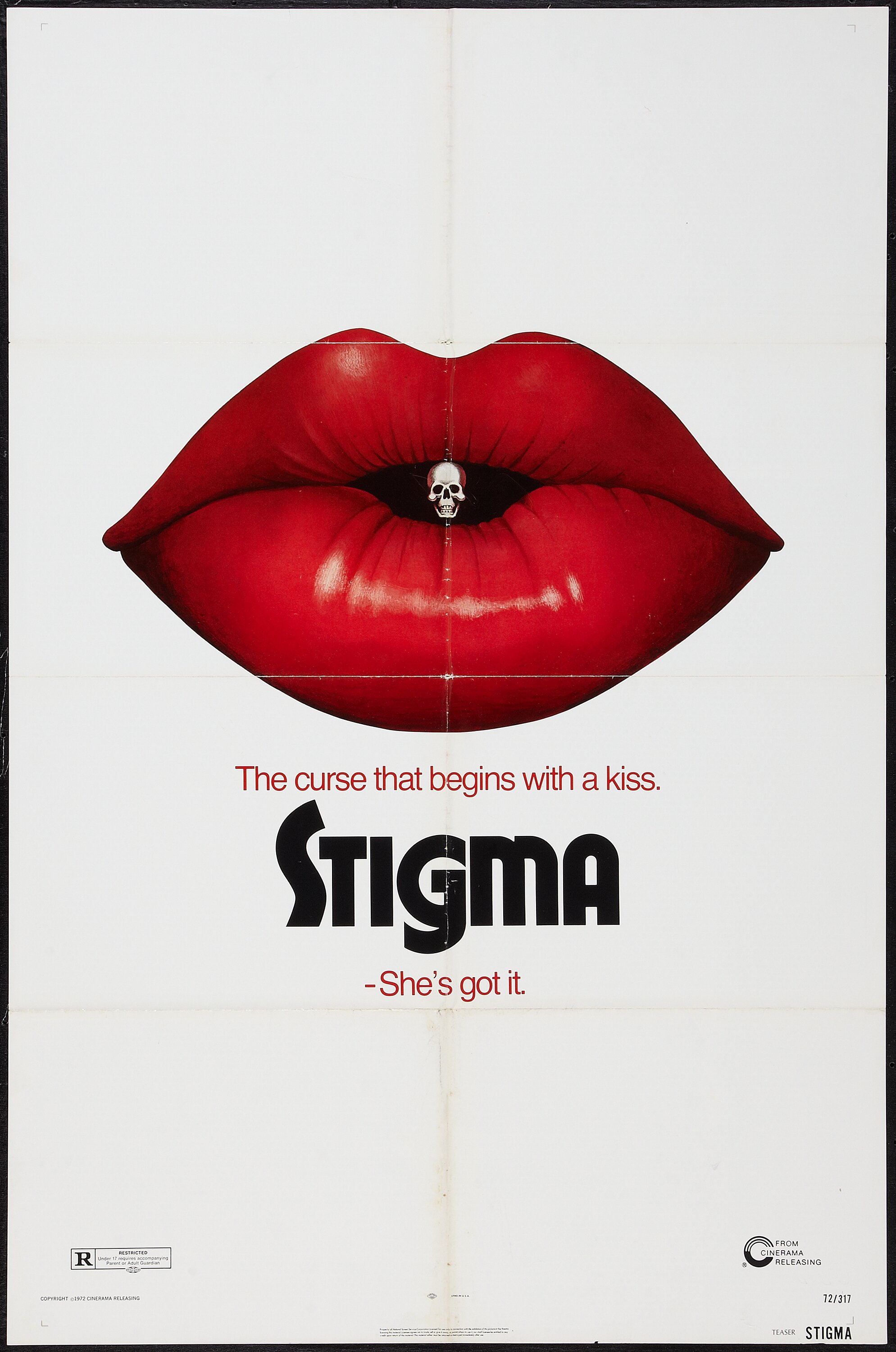 Stigma (Cinerama Releasing, 1972). One Sheet (27" X 41") Advance. | Lot ...