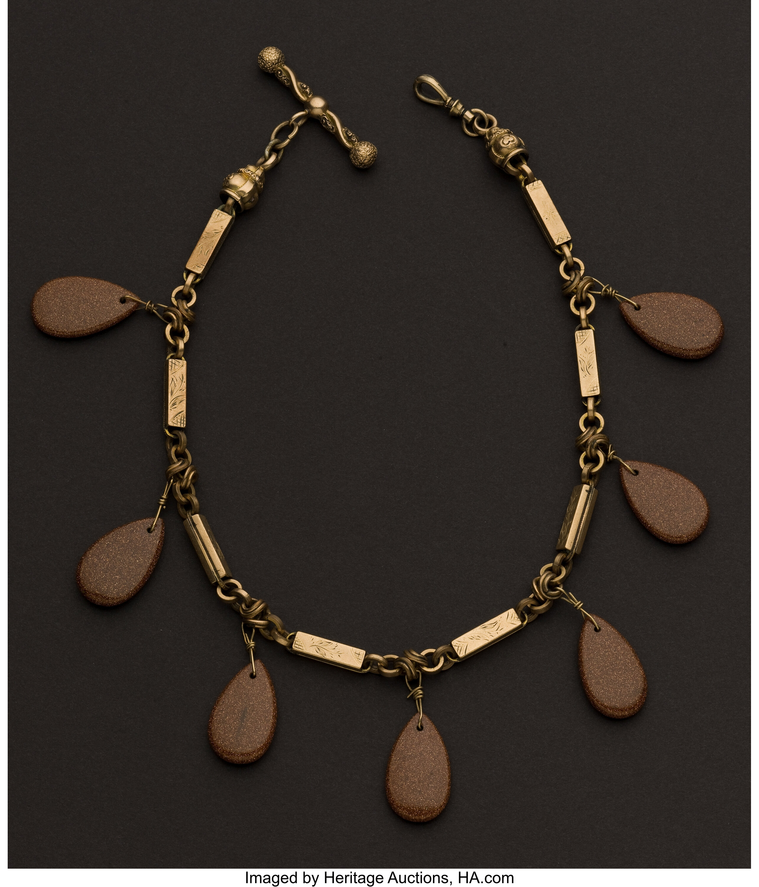 Antique Watch Chain With Goldstone Fobs, circa 1860. ... Timepieces ...