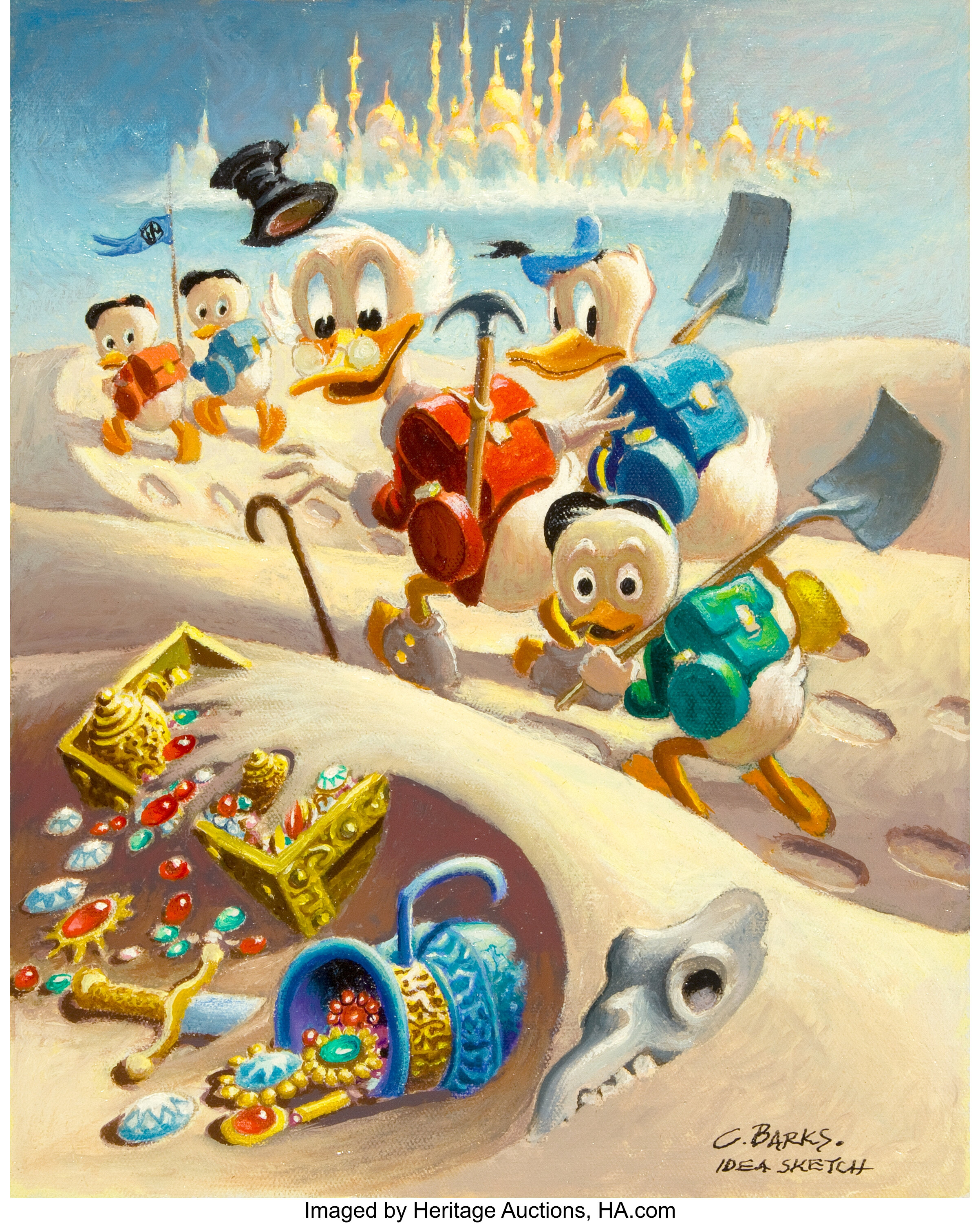 Carl Barks Trail of the Forty Thieves Preliminary Painting Sketch | Lot ...