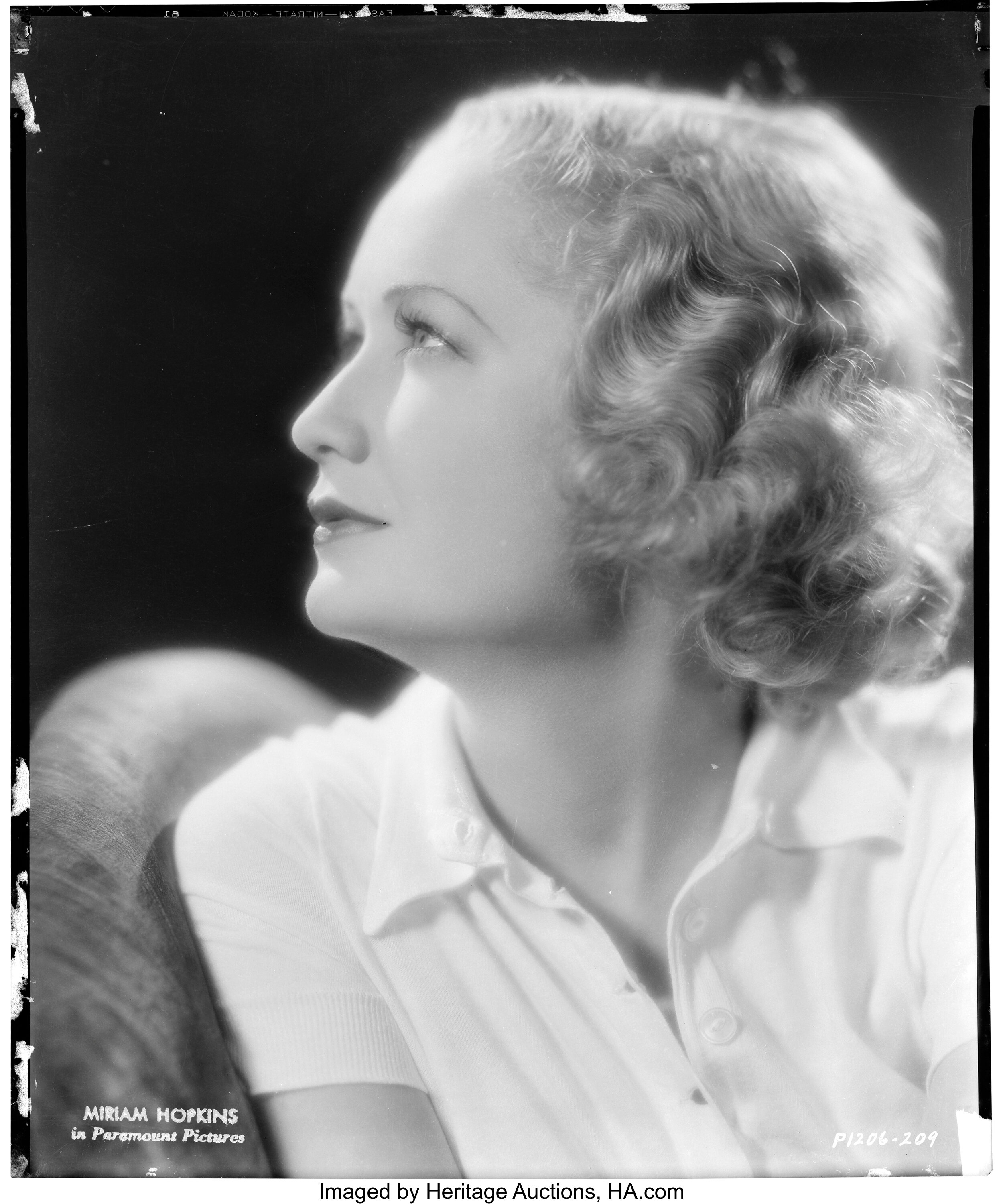 Miriam Hopkins (Paramount, 1930s). Eastman Kodak Nitrate Negative | Lot ...