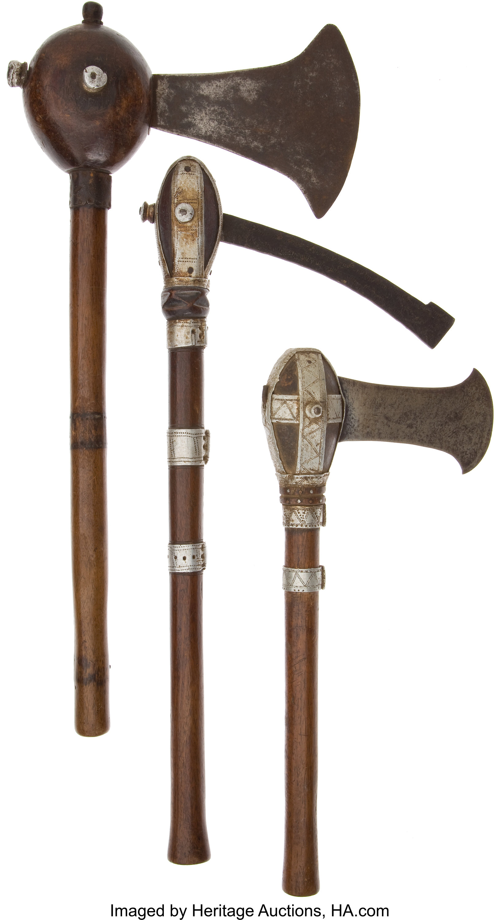 Lot of Three Assorted African Ethnographic Axes.... (Total: 3 | Lot ...
