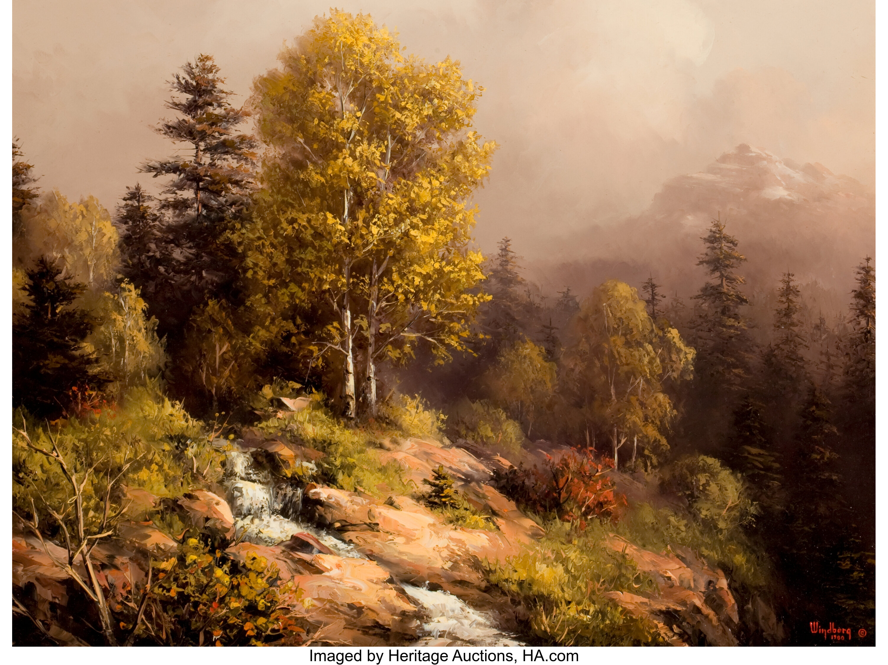 DALHART WINDBERG (American, b. 1933). Mountain Landscape, 1980. Oil ...