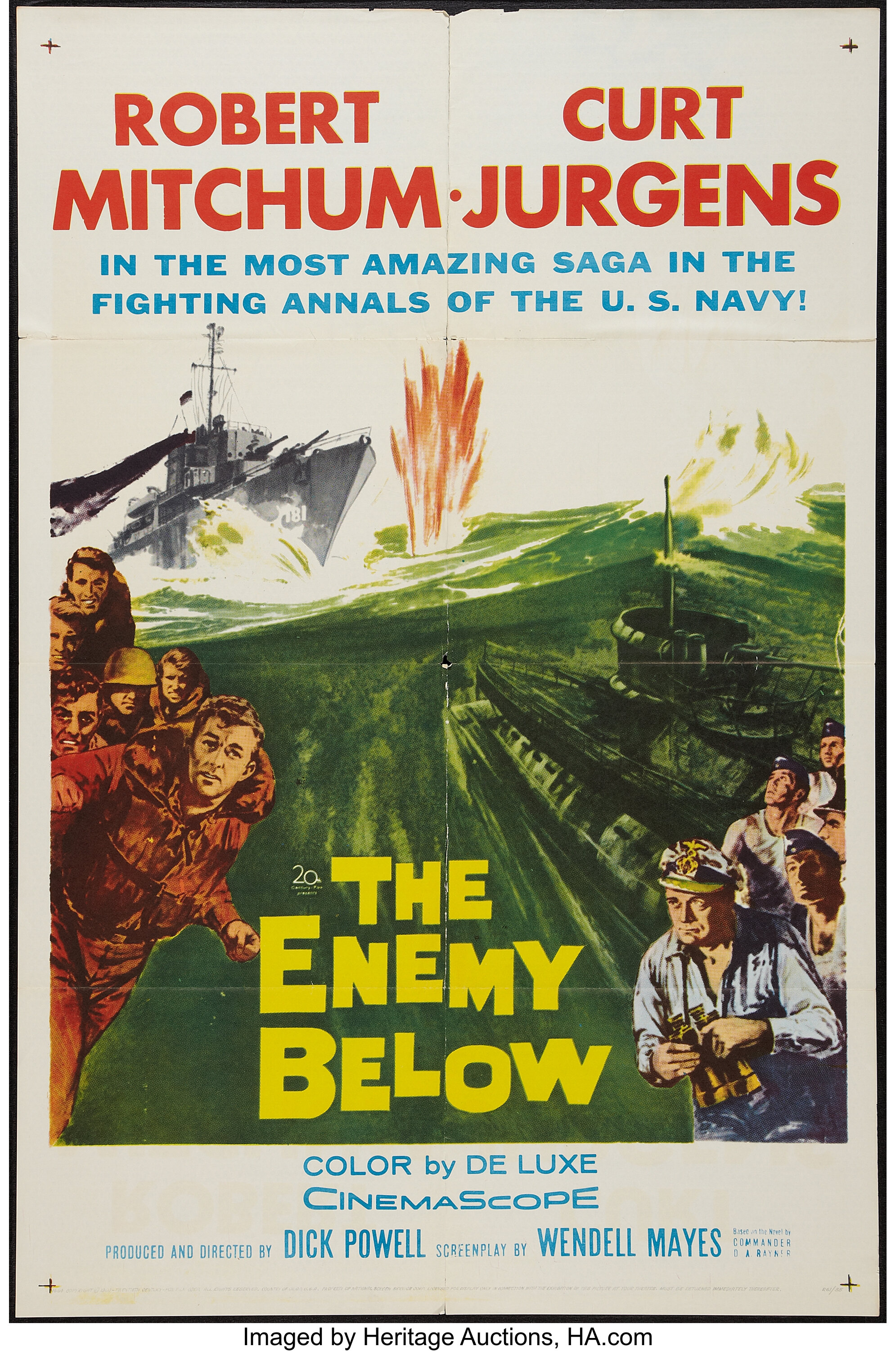The Enemy Below (20th Century Fox, R-1961). One Sheet (27" X 41 ...