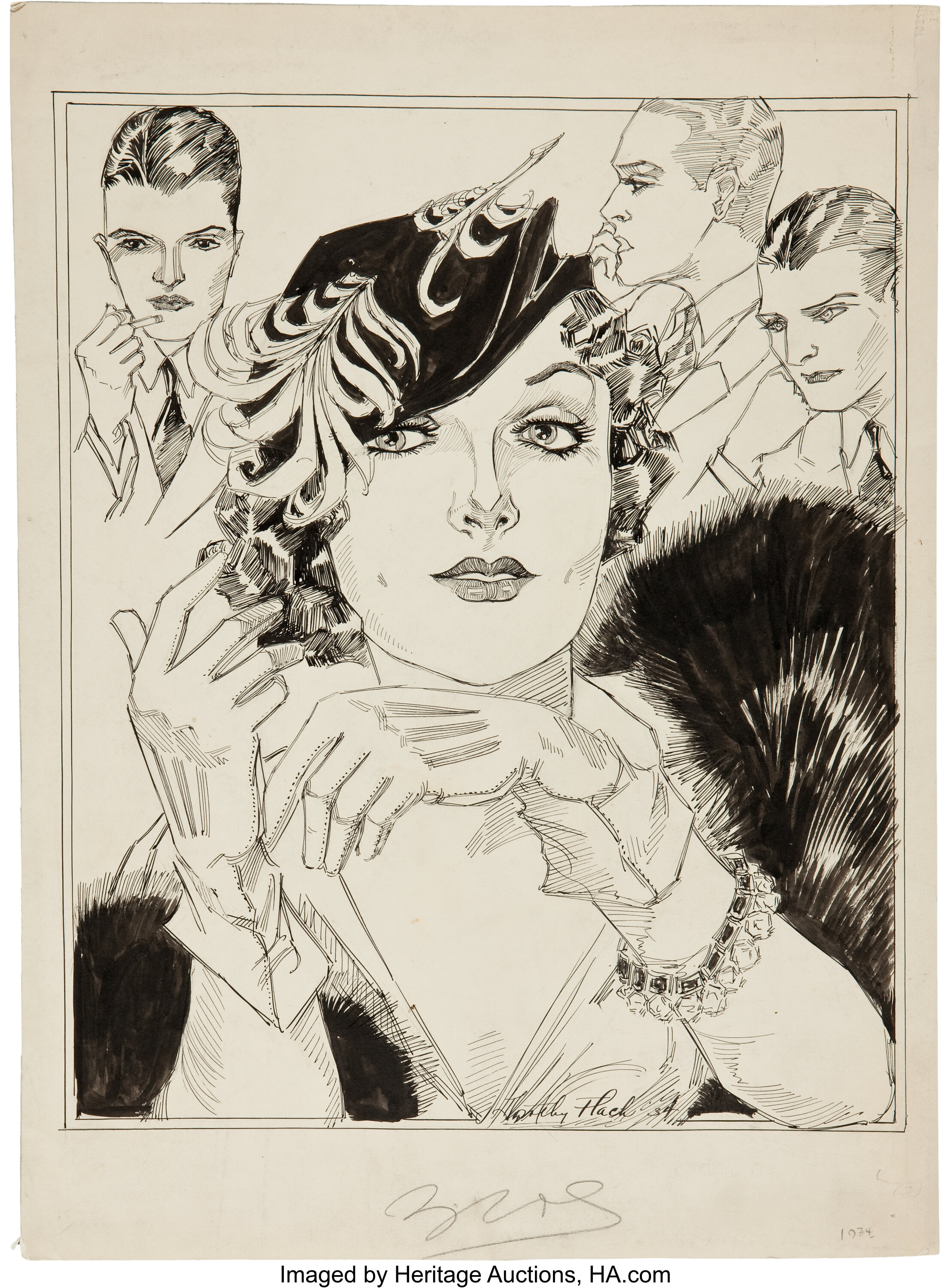 Dorothy Flack Modern Mona Lisa Illustration Original Art (1934 ...