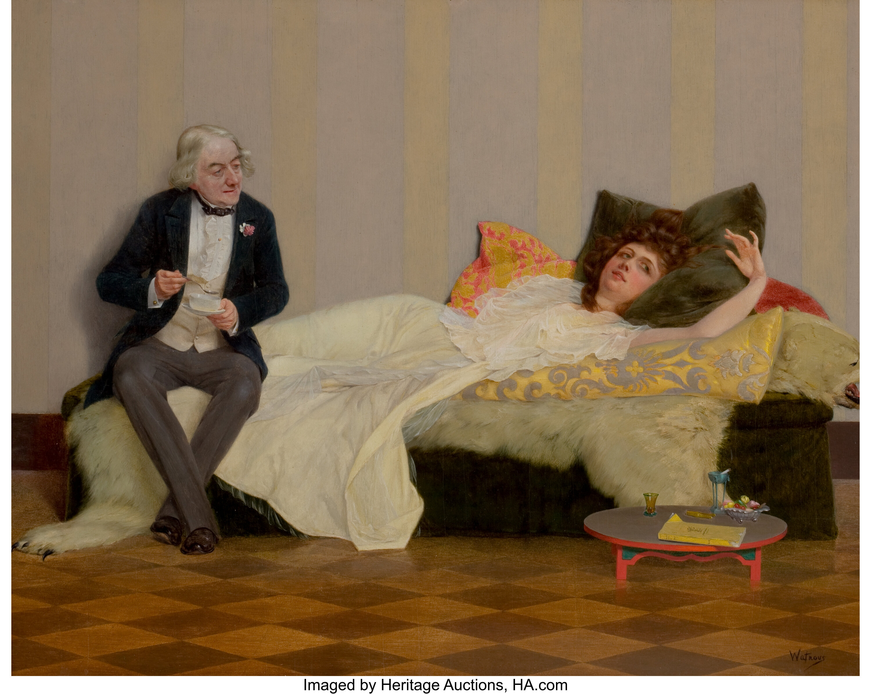 HARRY WILLSON WATROUS (American, 1857-1940). House Call. Oil on | Lot ...