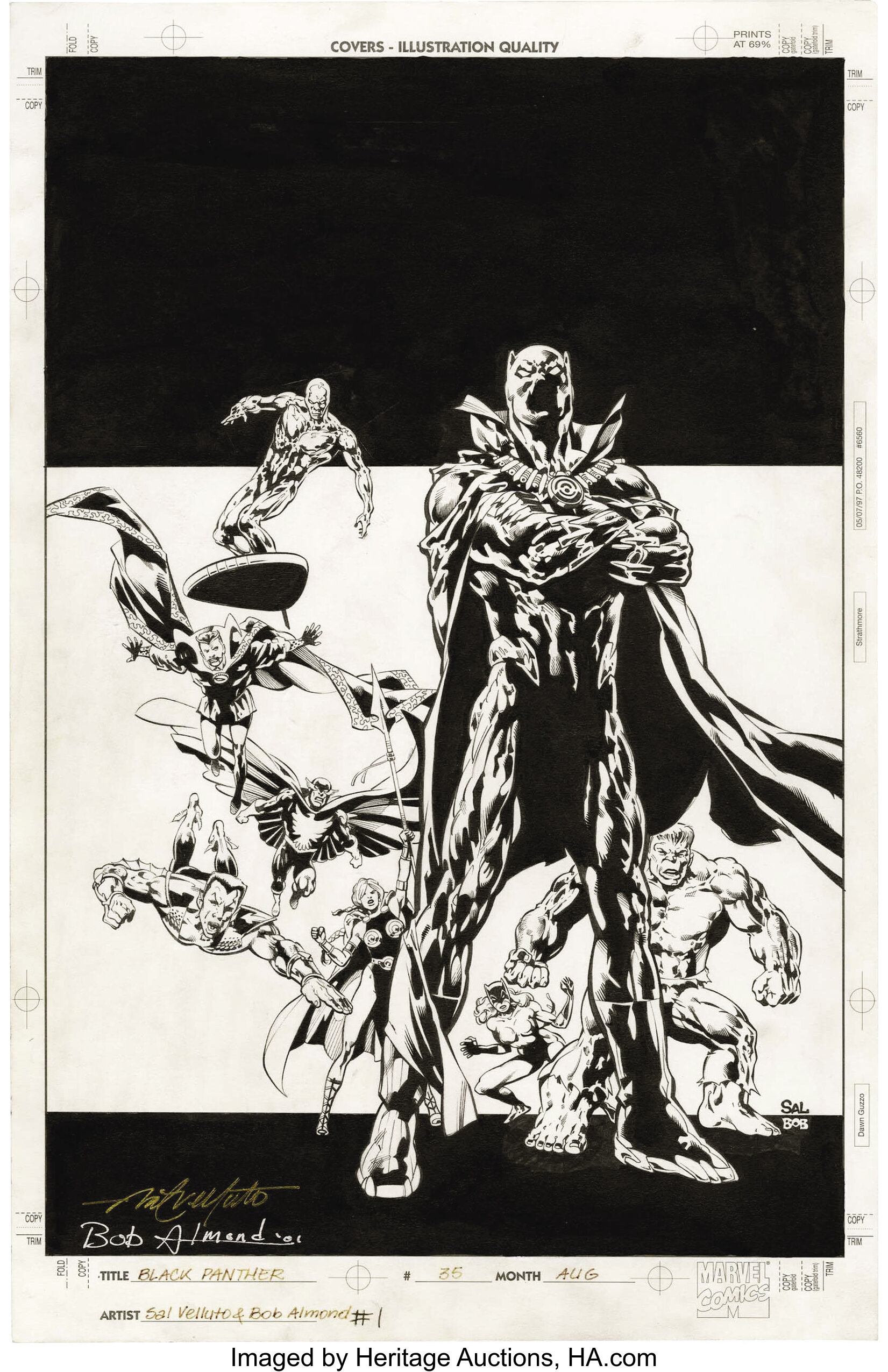 Sal Velluto and Bob Almond - Black Panther #35 Cover Original Art | Lot ...