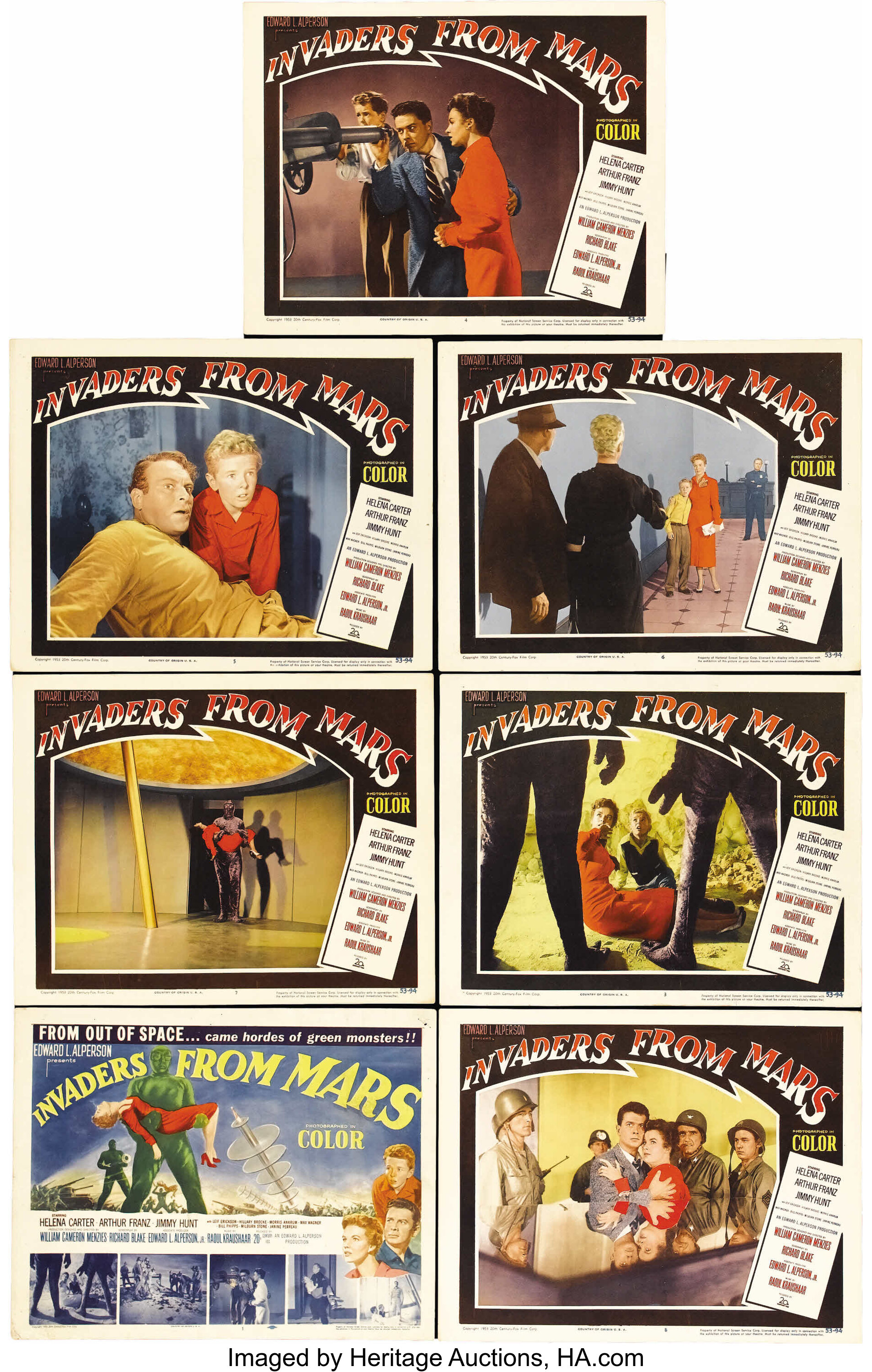 Invaders From Mars (20th Century Fox, 1953). Title Card and Lobby | Lot ...