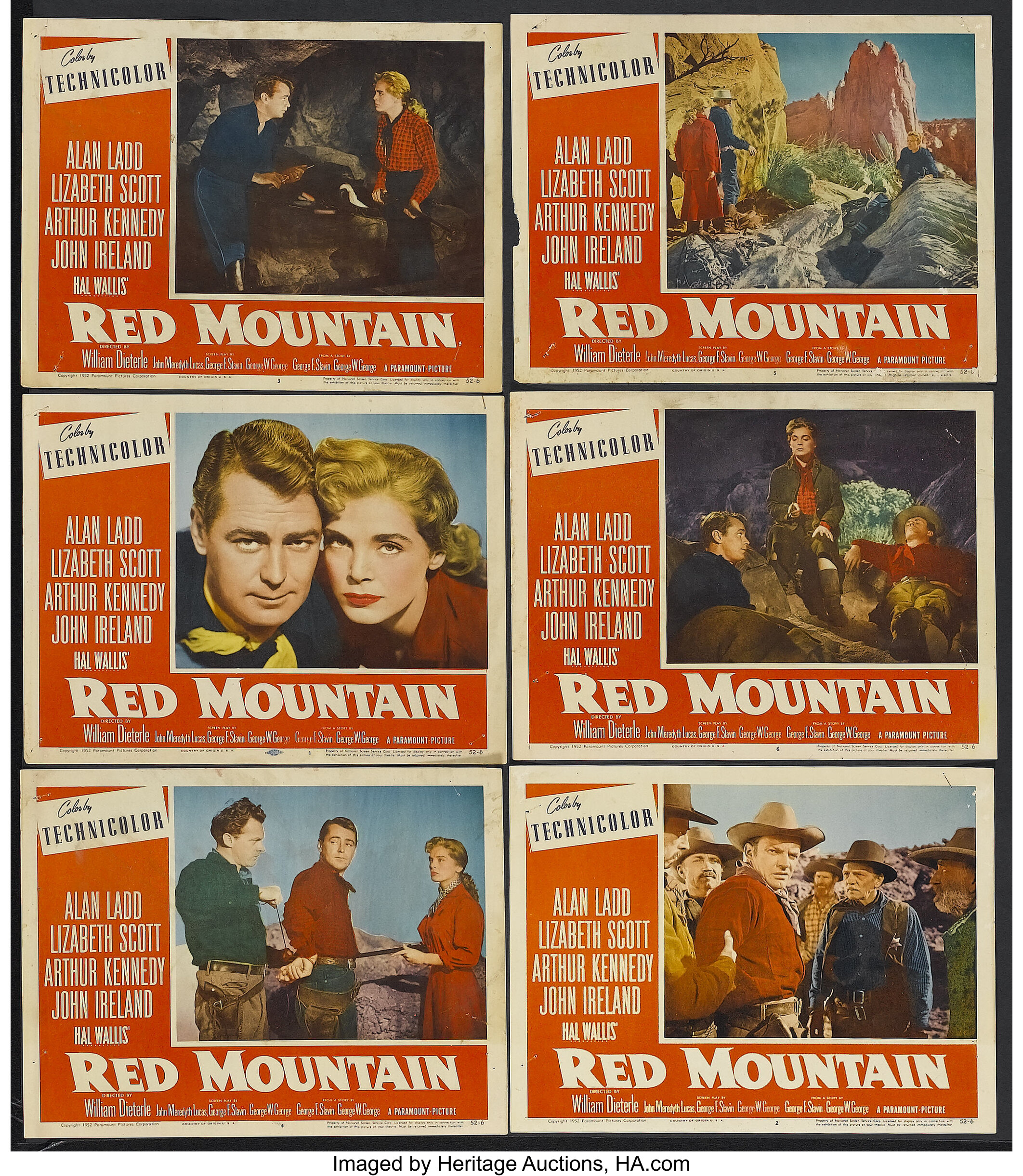 Red Mountain (Paramount, 1951). Lobby Cards (6) (11" X 14"). | Lot ...