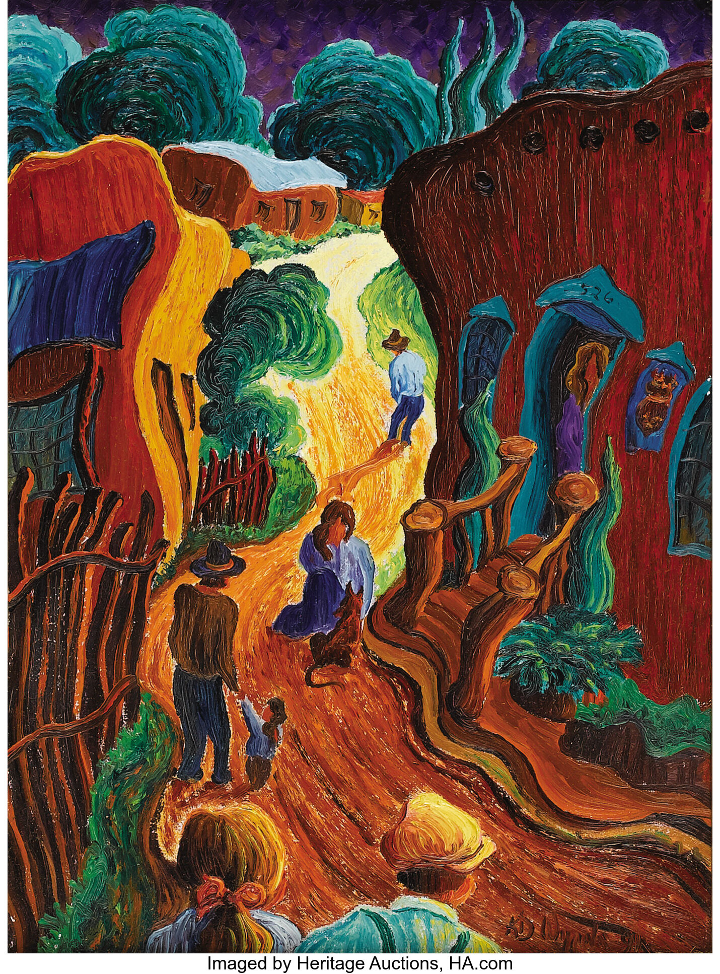 KIM DOUGLAS WIGGINS (American b.1960). Canyon Road, 1999. Oil on | Lot ...