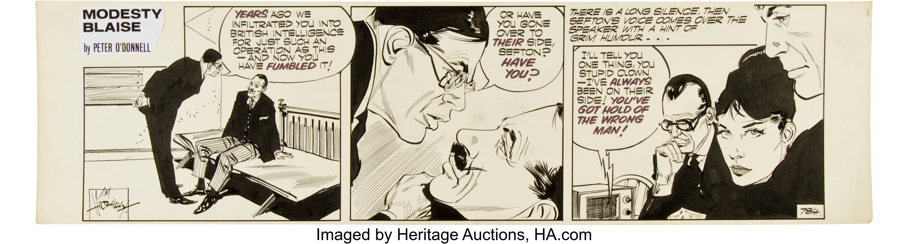 Jim Holdaway Modesty Blaise Daily Comic Strip #784 Original Art | Lot ...