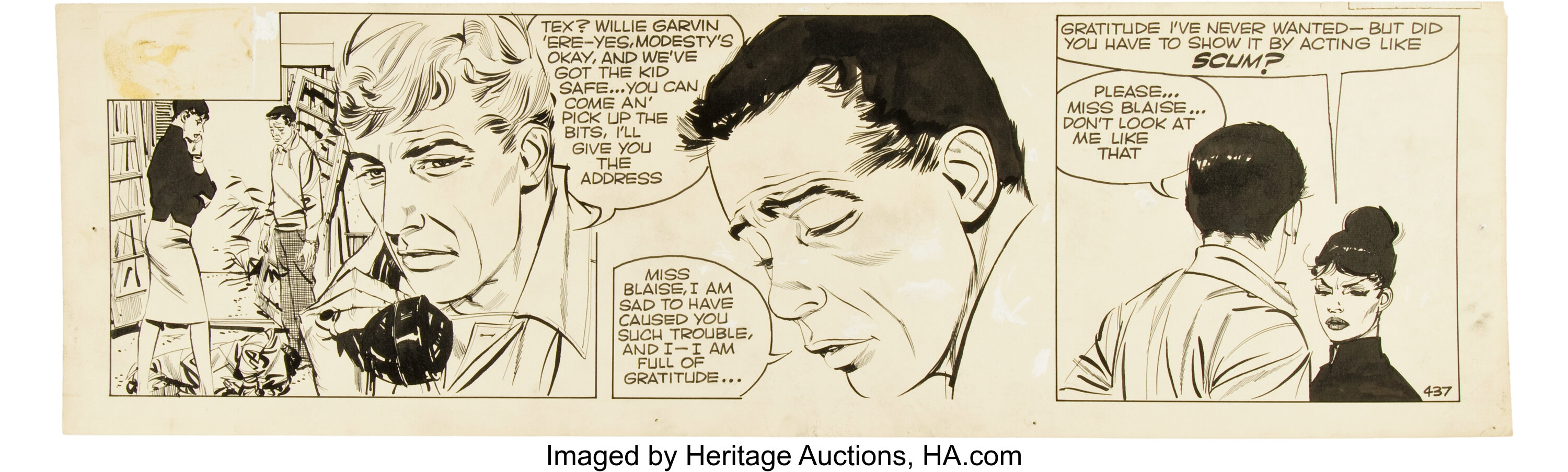 Jim Holdaway Modesty Blaise Daily Comic Strip #437 Original Art | Lot ...