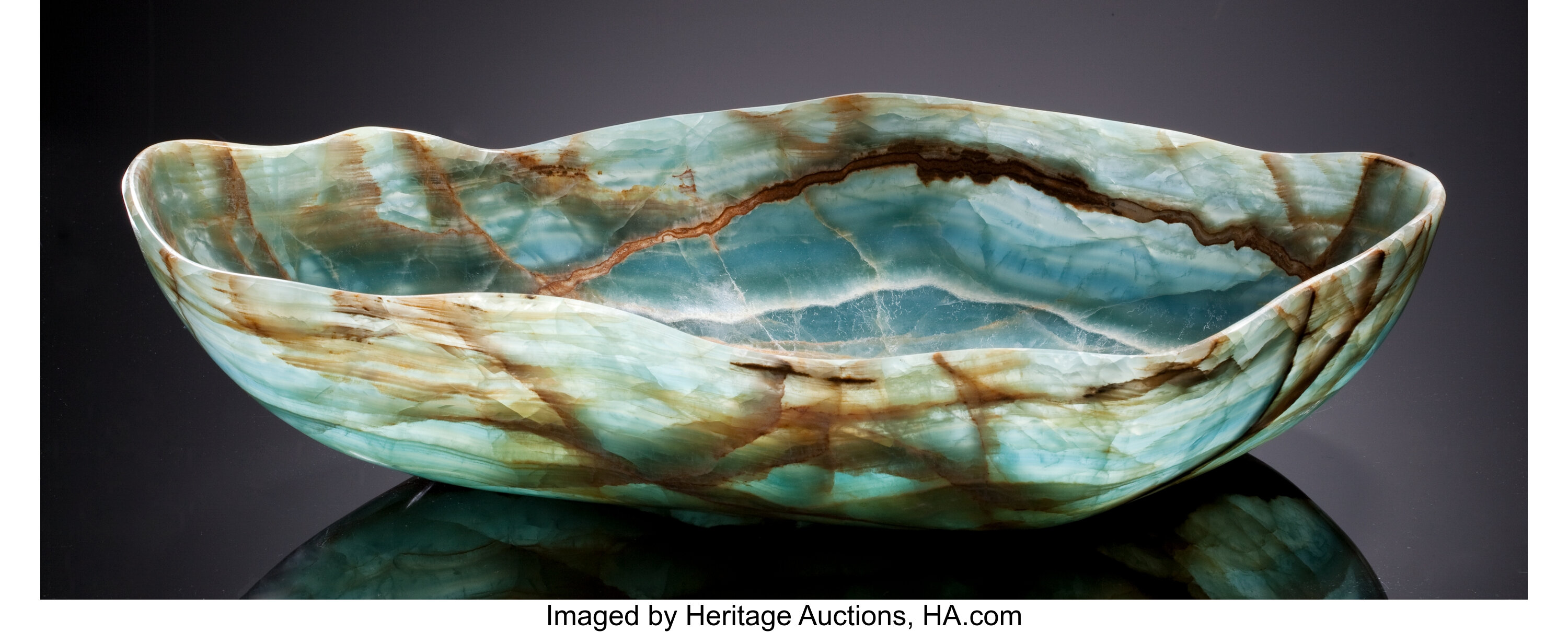 BLUE CALCITE (ONYX) BOWL. ... Lapidary Art Carvings | Lot #49157 ...