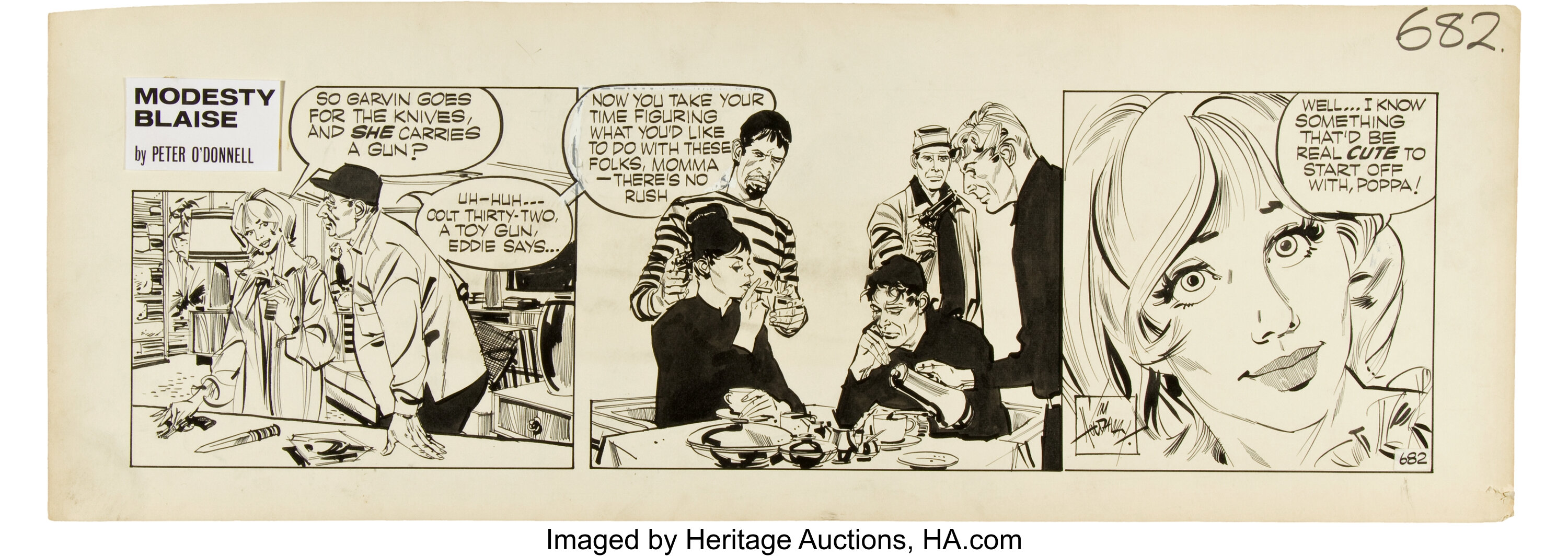 Jim Holdaway Modesty Blaise Daily Comic Strip #682 Original Art | Lot ...