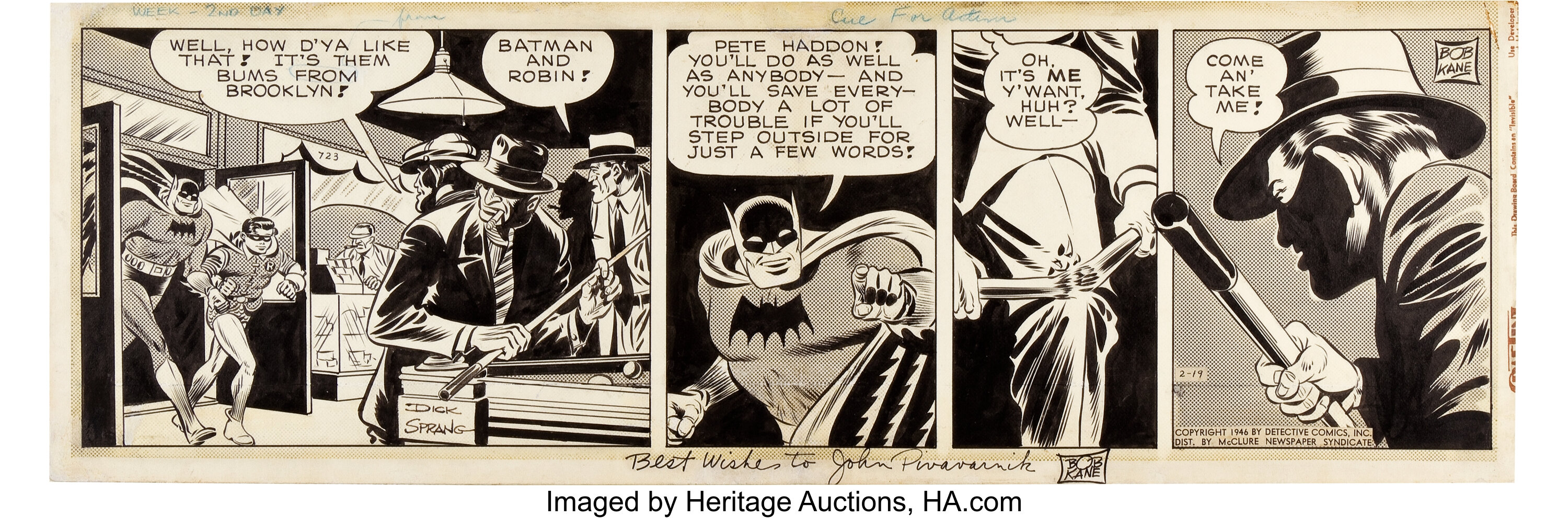 Dick Sprang and Charles Paris Batman Daily Comic Strip Original Art ...