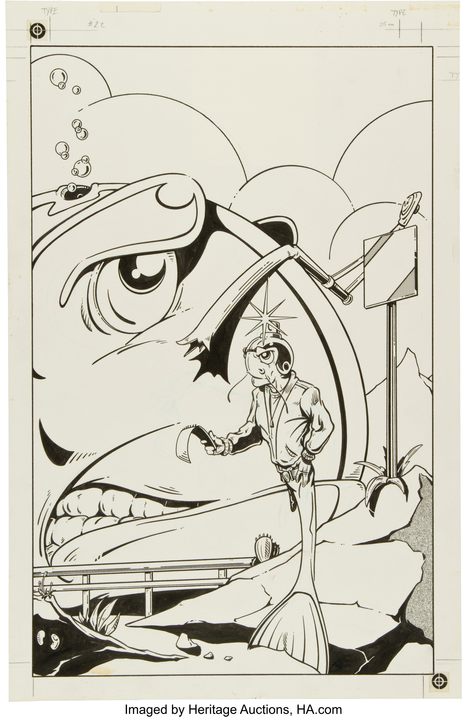 Steve Moncuse The Fish Police #22 Cover Original Art (Apple Press ...