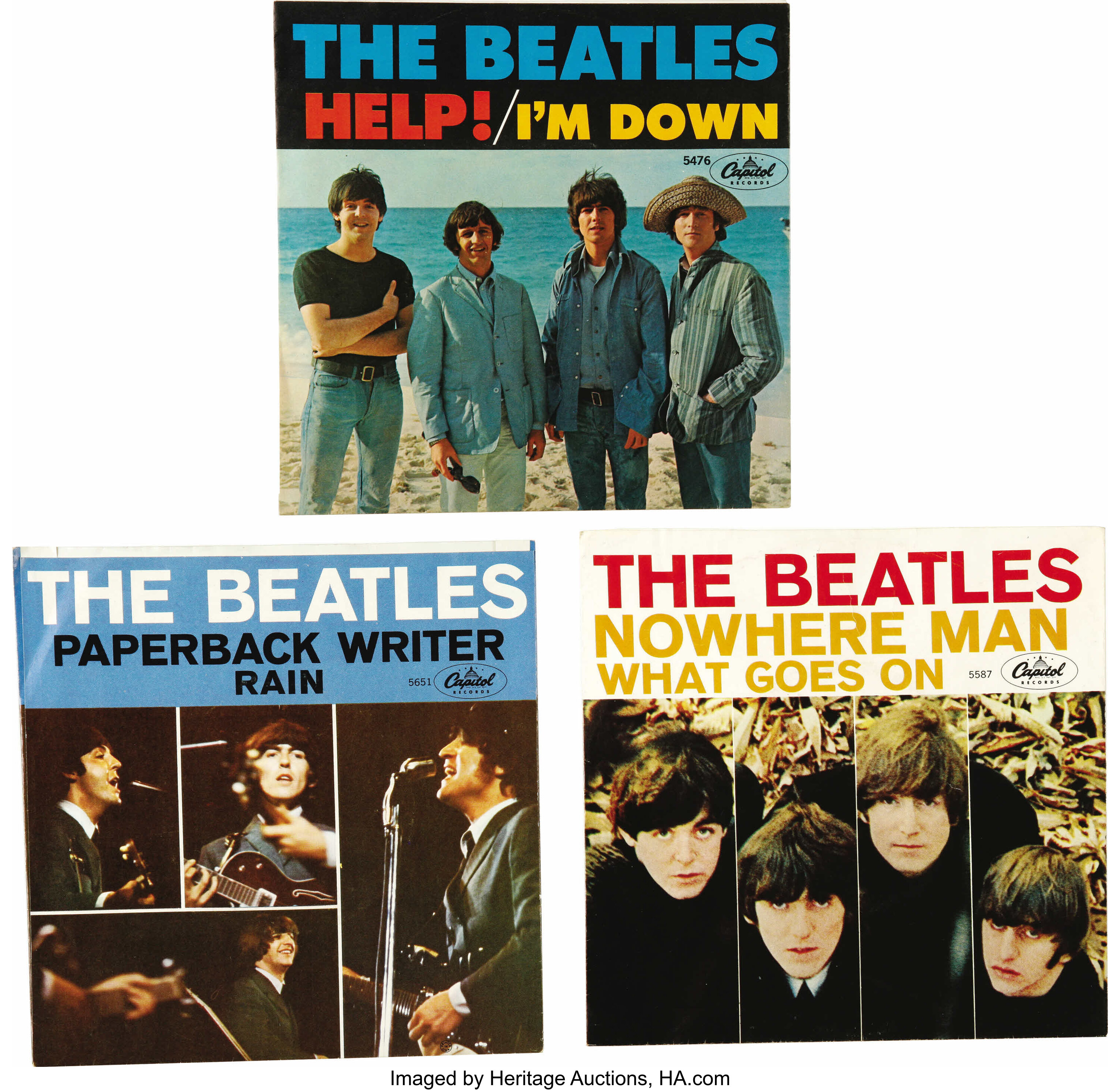 Beatles 45 Picture Sleeve Group of 3 (Capitol, 1965-66). More of | Lot ...