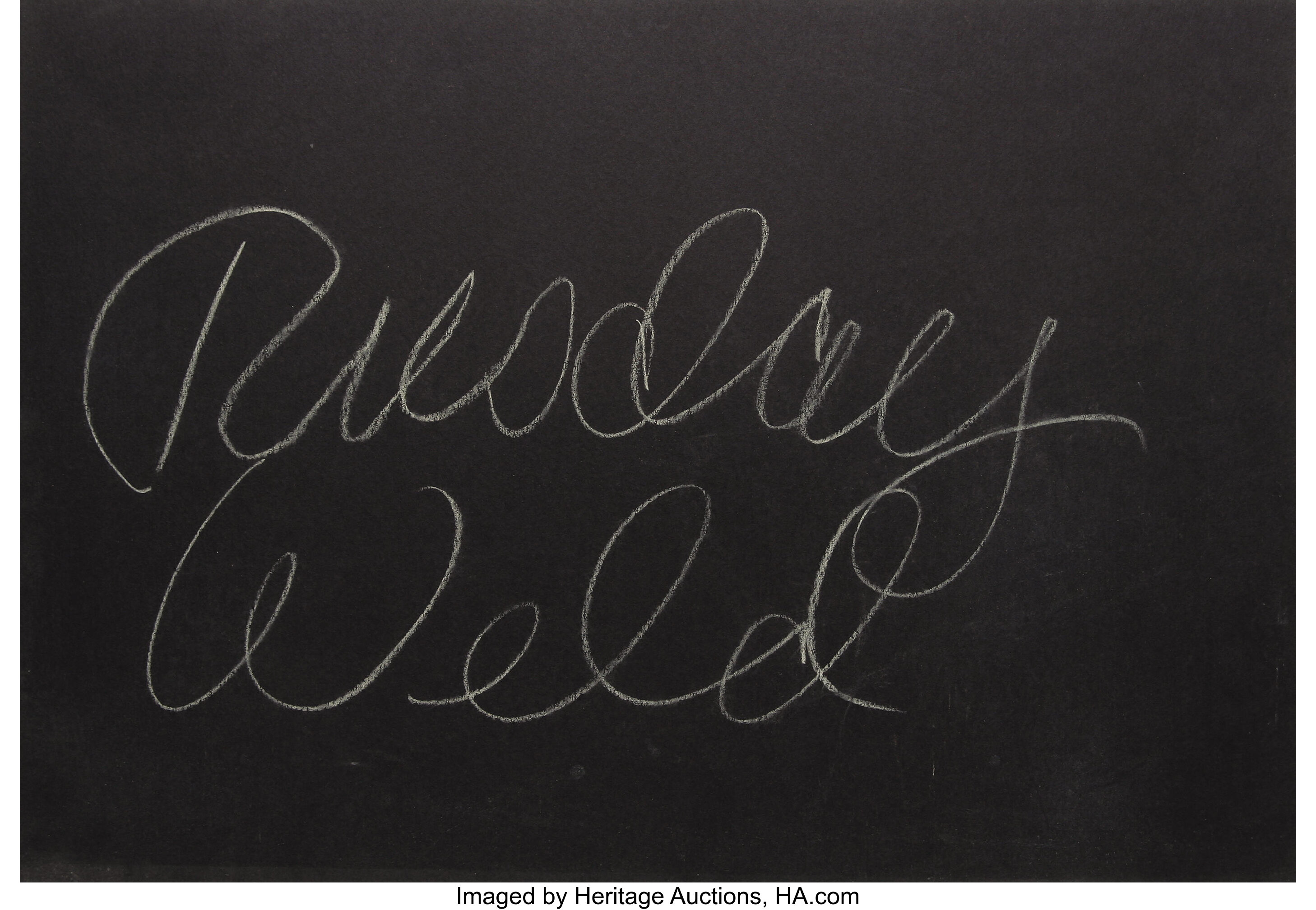 Tuesday Weld Signed "What's My Line?" Card. A 26" x 18" black card ...