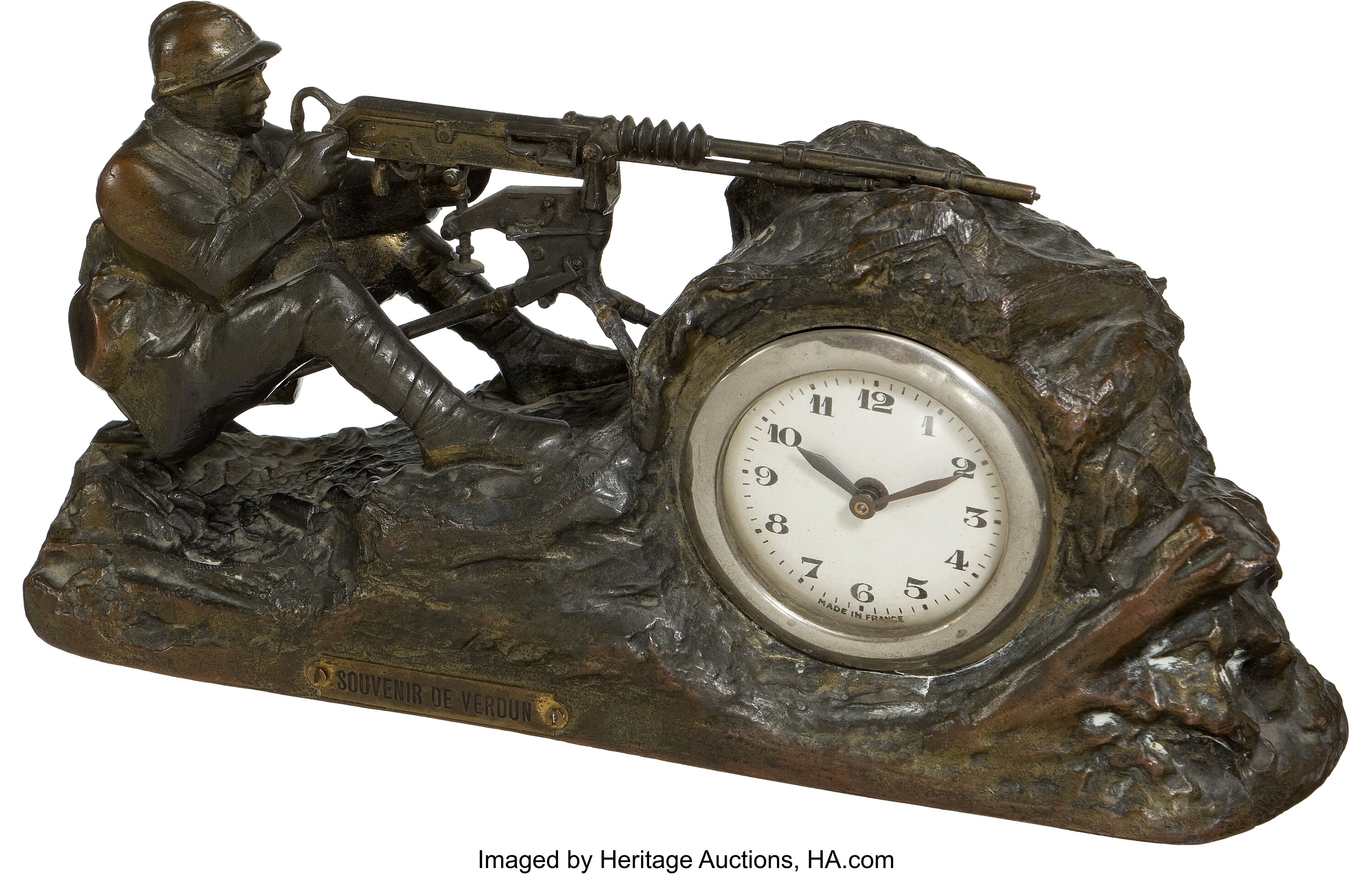 WWI French Hotchkiss Machine Gunner Desk Clock.... Military & | Lot ...