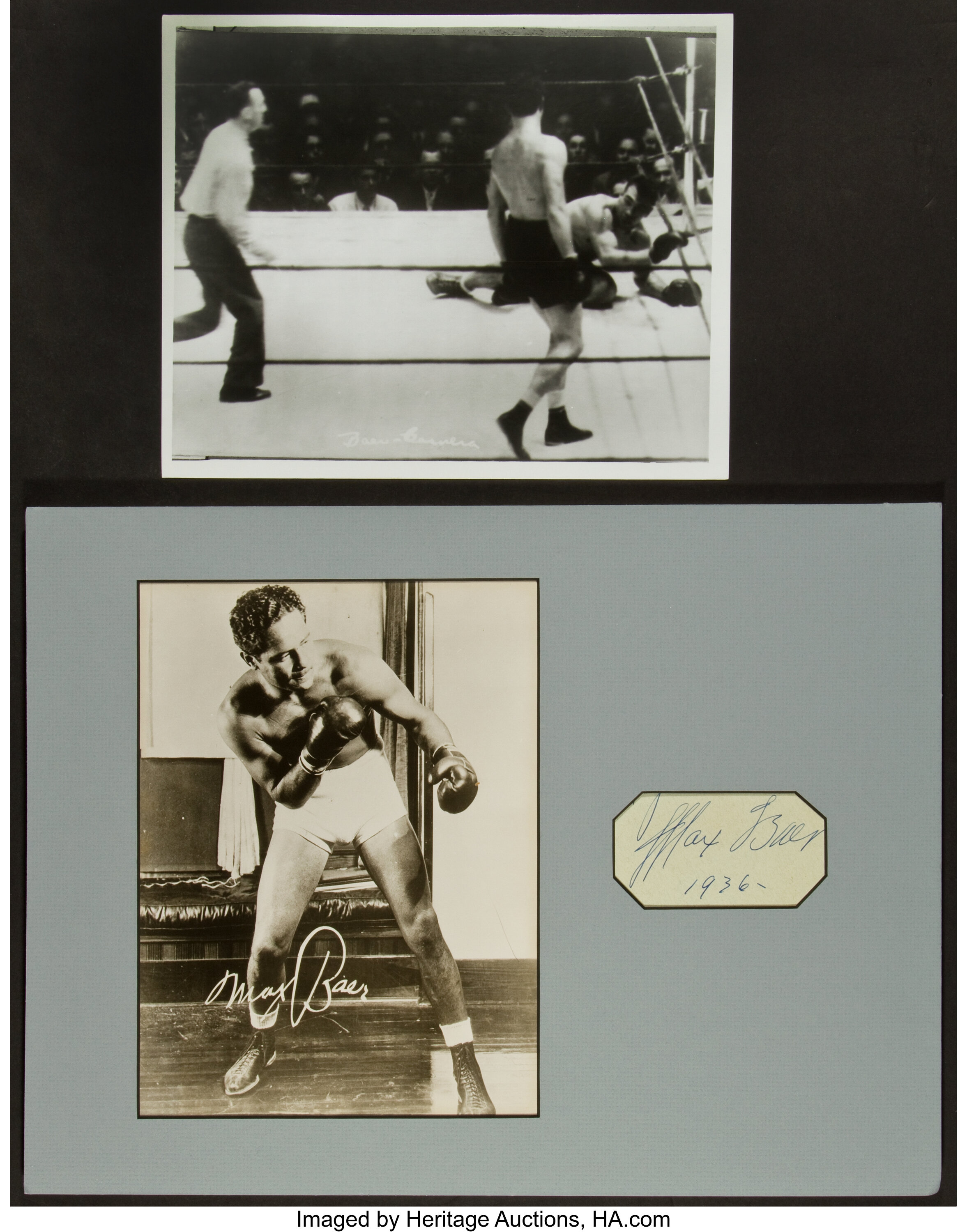 Max Baer Signed Display and Unsigned Baer Vs. Carnera | Lot #44122 ...