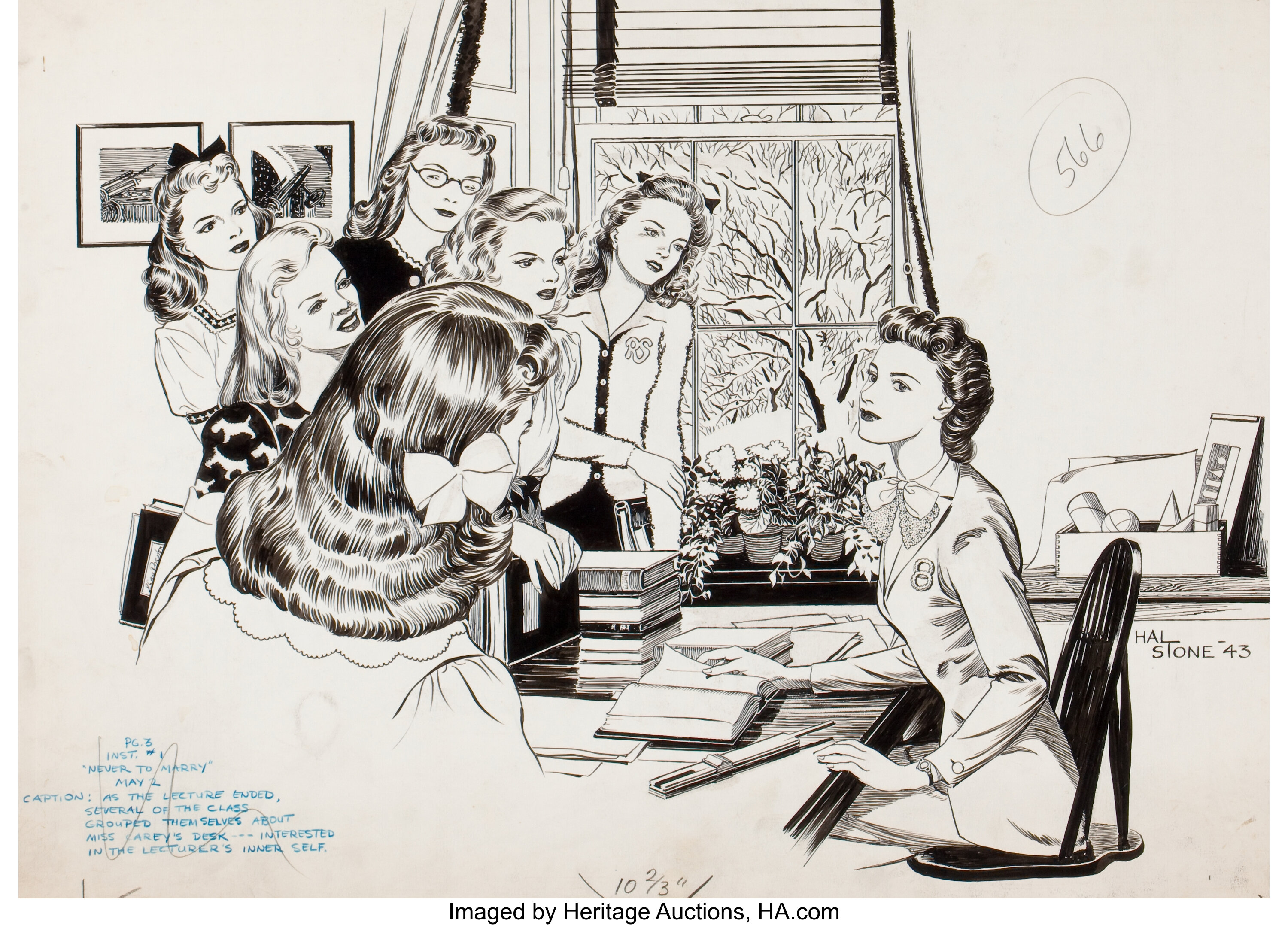 HAL STONE (American, 20th Century). "As the Lecture Ended, Several ...