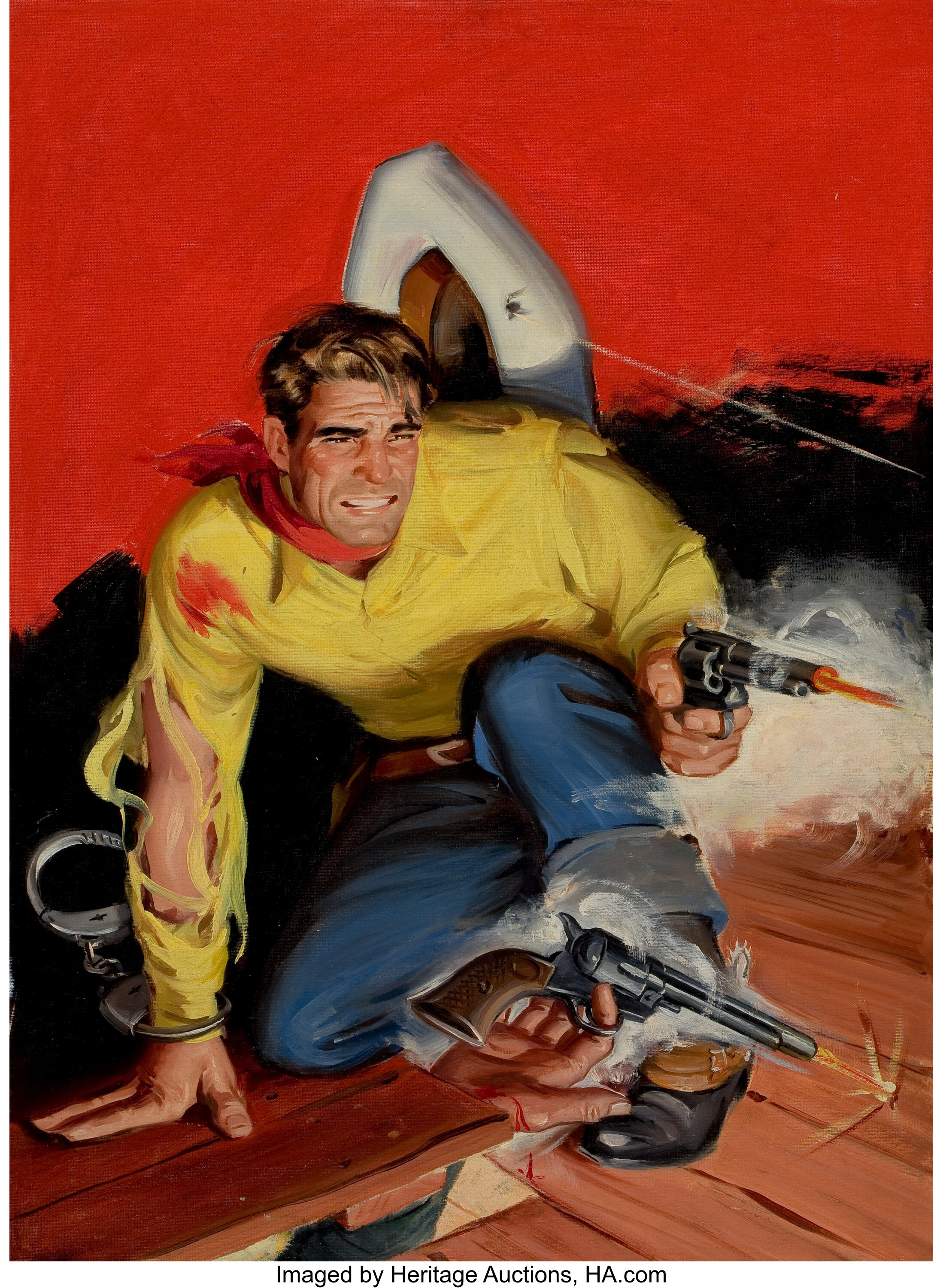 SAM CHERRY (American, 1903-1975). Cowboy Shootout, Star Western | Lot ...