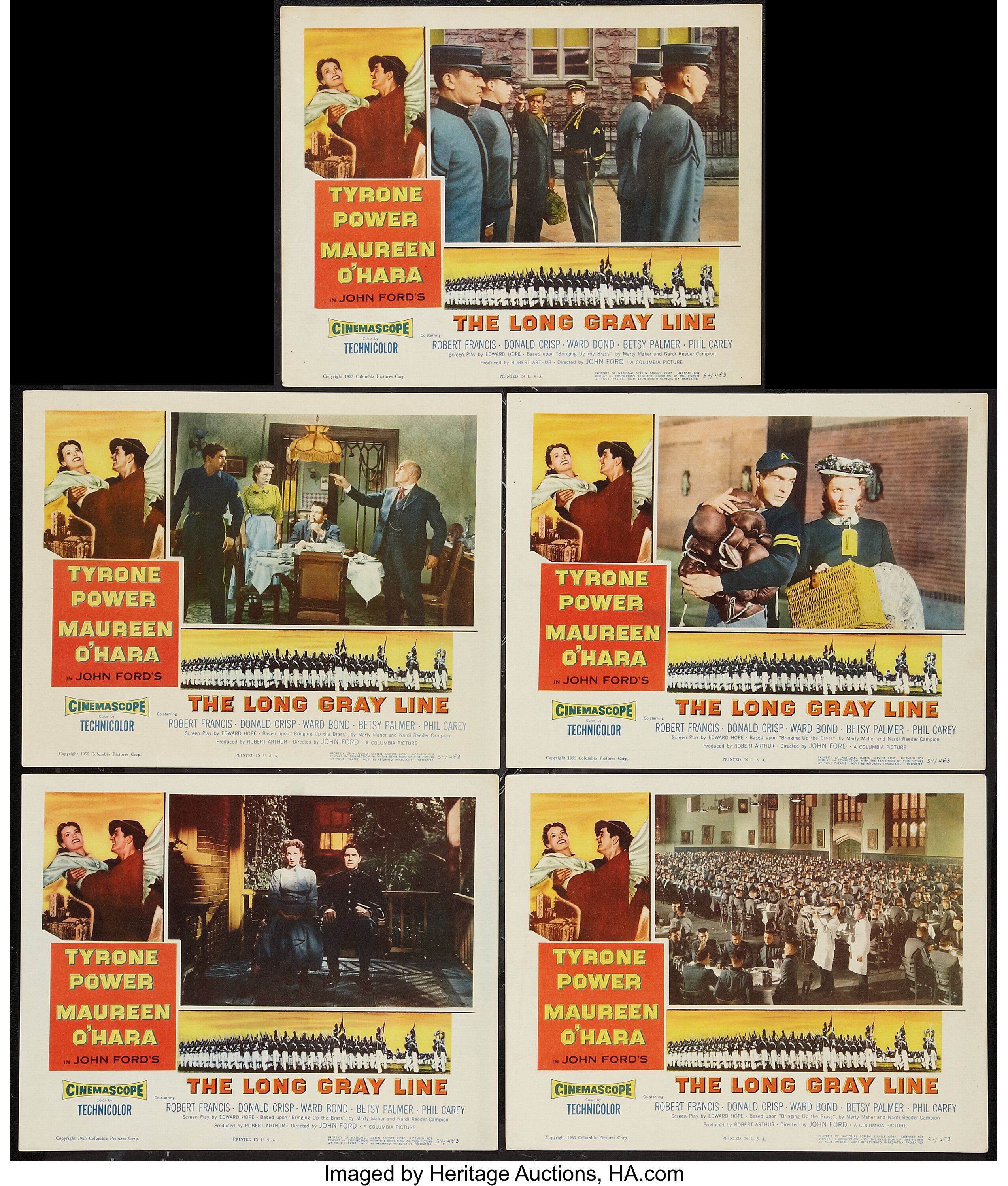 The Long Gray Line (Columbia, 1955). Lobby Cards (5) (11" X 14 ...