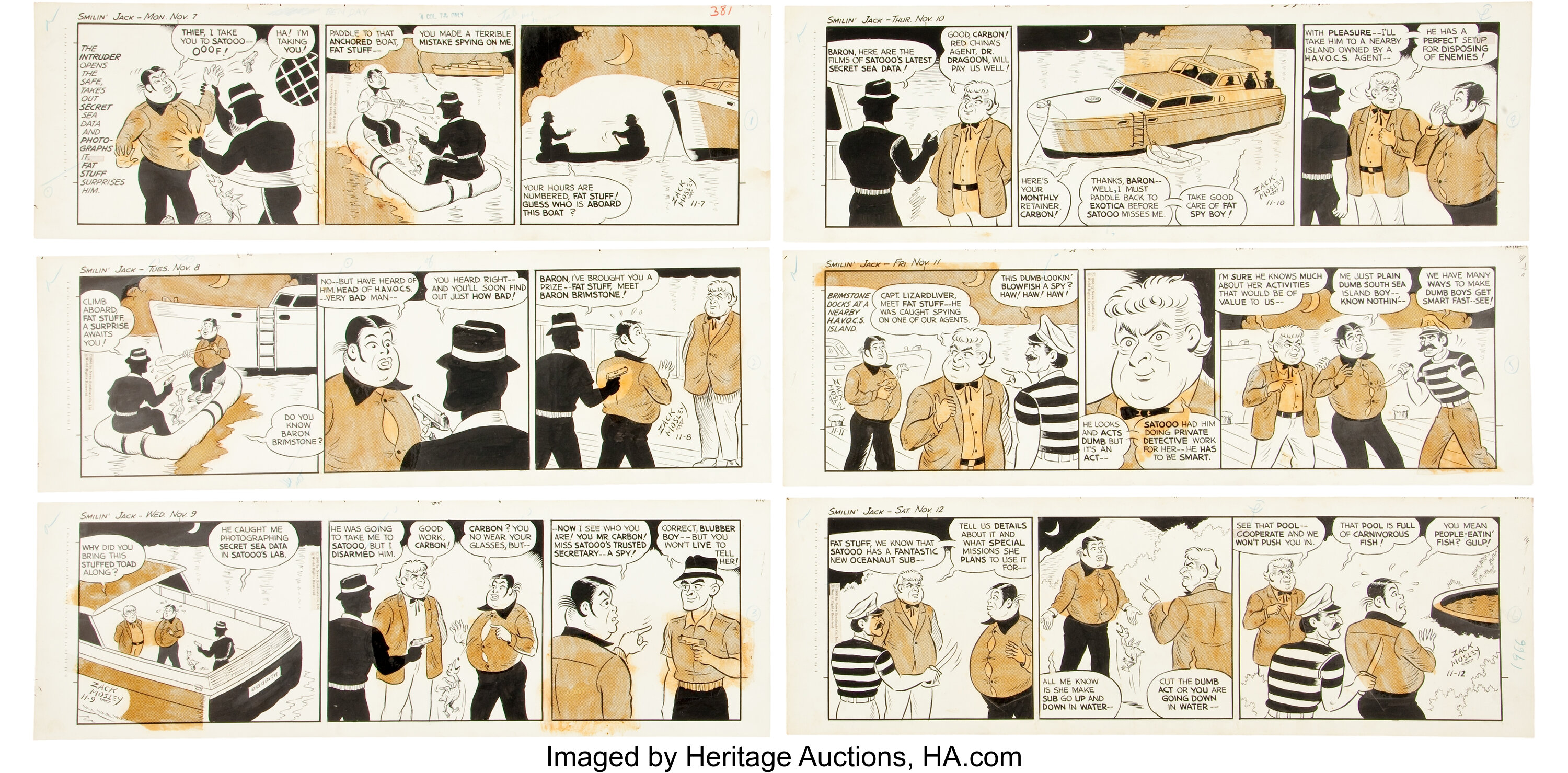 Zack Mosley Smilin' Jack Daily Comic Strip Original Art Group | Lot ...