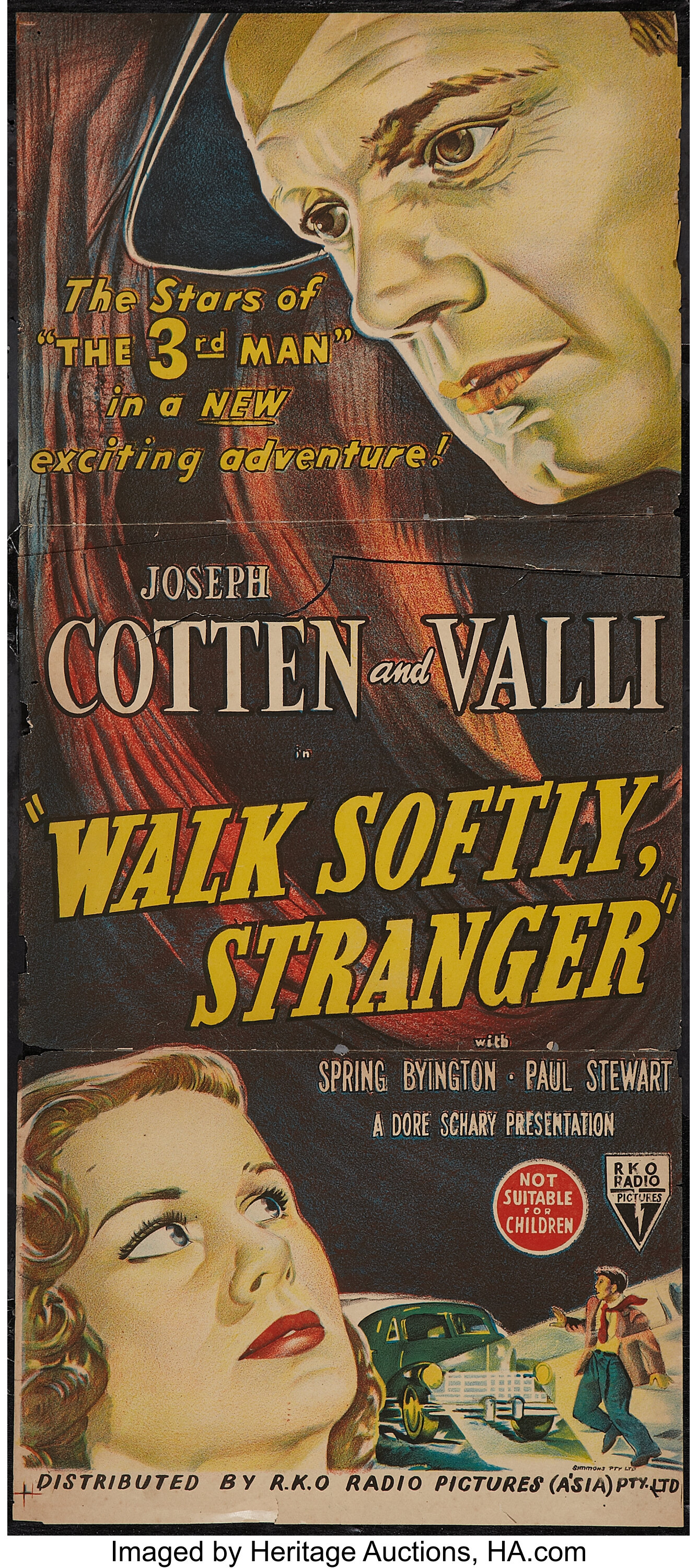 Walk Softly, Stranger (RKO, 1951). Australian Daybill (13" X 30 ...