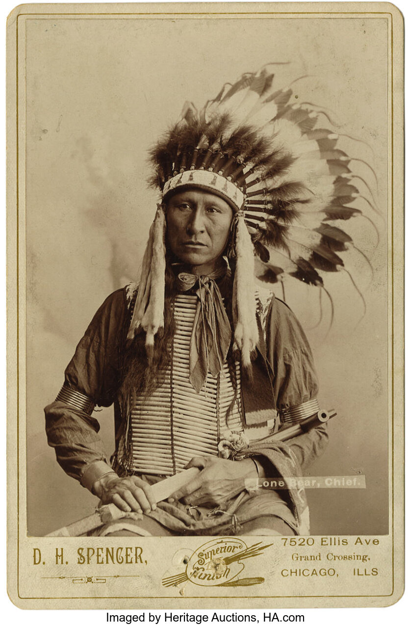 Cabinet Card - Studio portrait of Lone Bear. Circa 1890. Length 6 | Lot ...