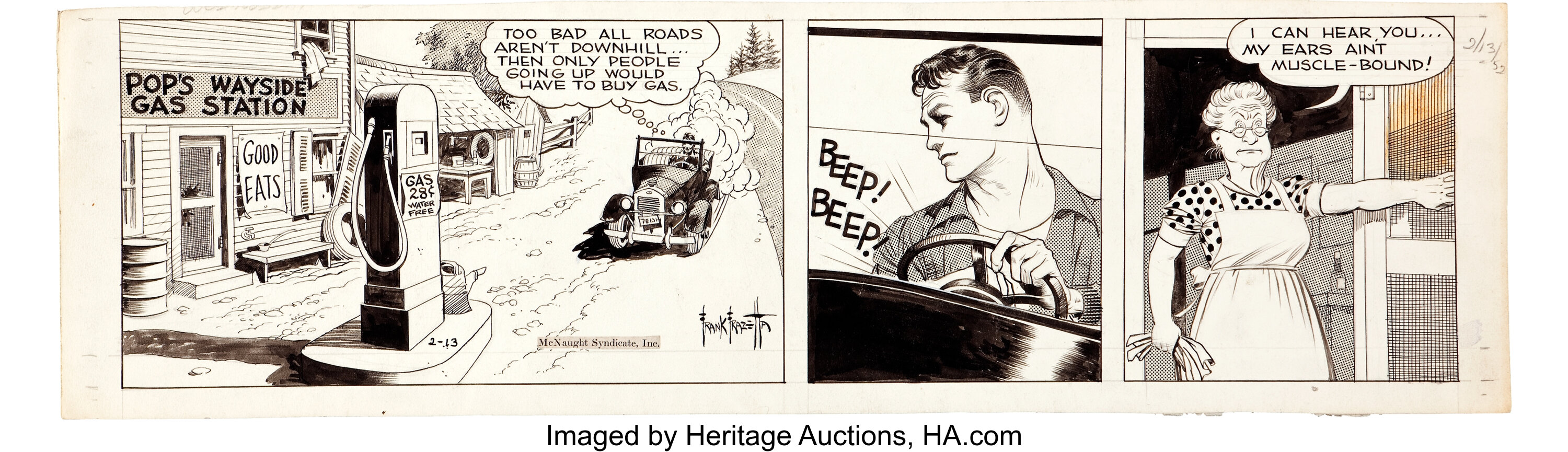 Frank Frazetta Johnny Comet Daily Comic Strip Original Art dated | Lot ...