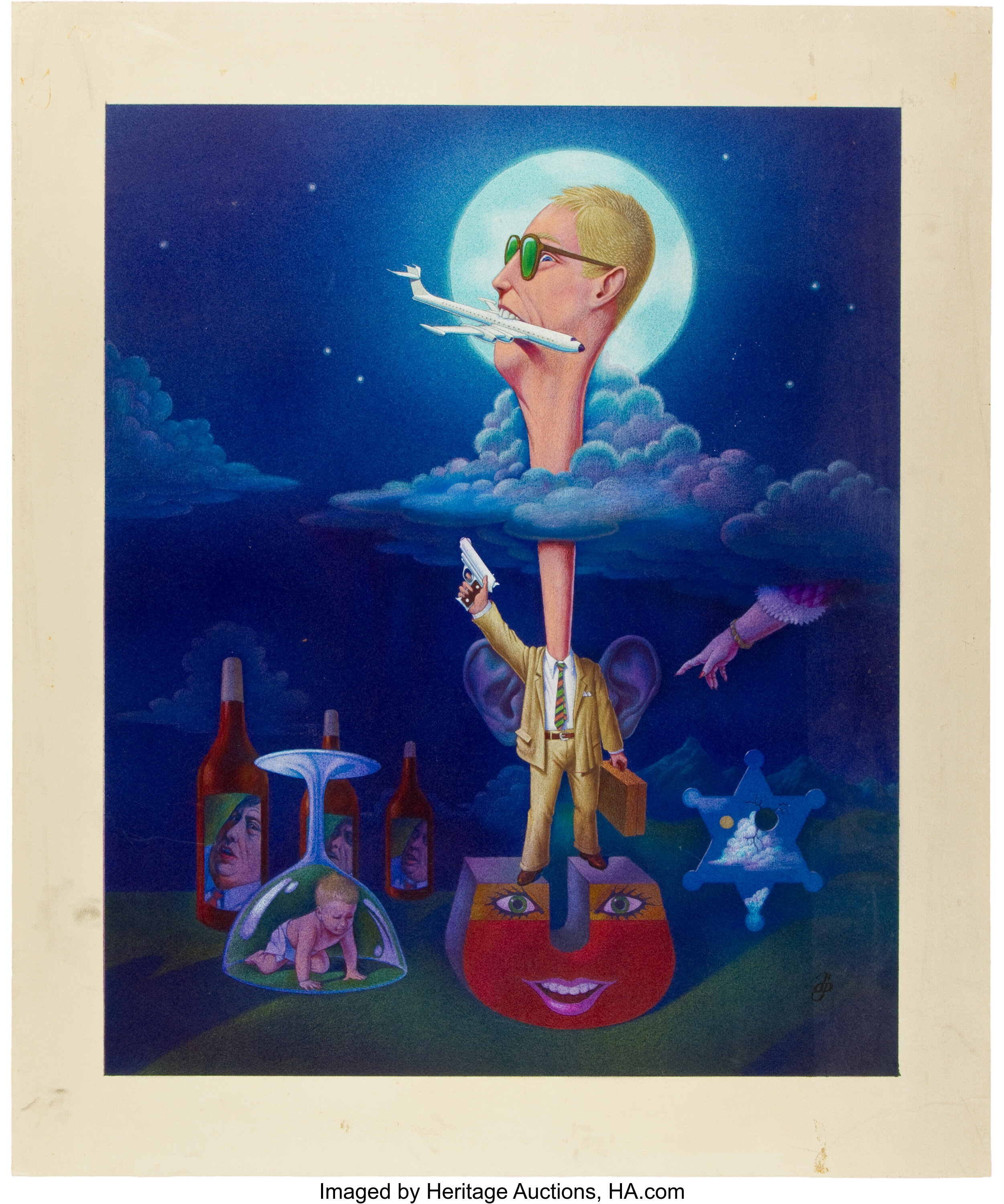 Don Ivan Punchatz Nighttime Skyjacker Illustration Original Art | Lot ...