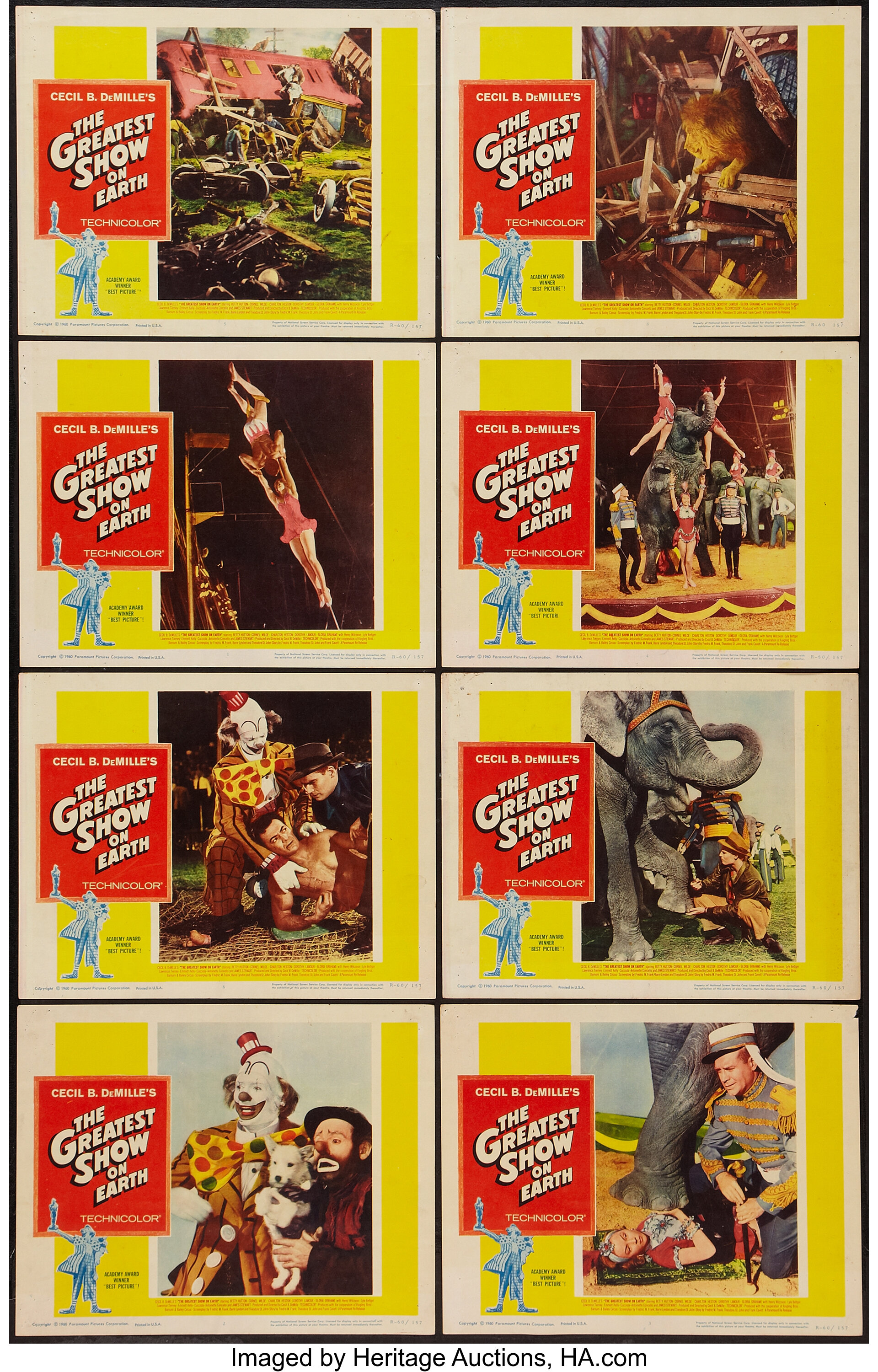 The Greatest Show on Earth (Paramount, 1952). Lobby Card Set of 8 | Lot ...