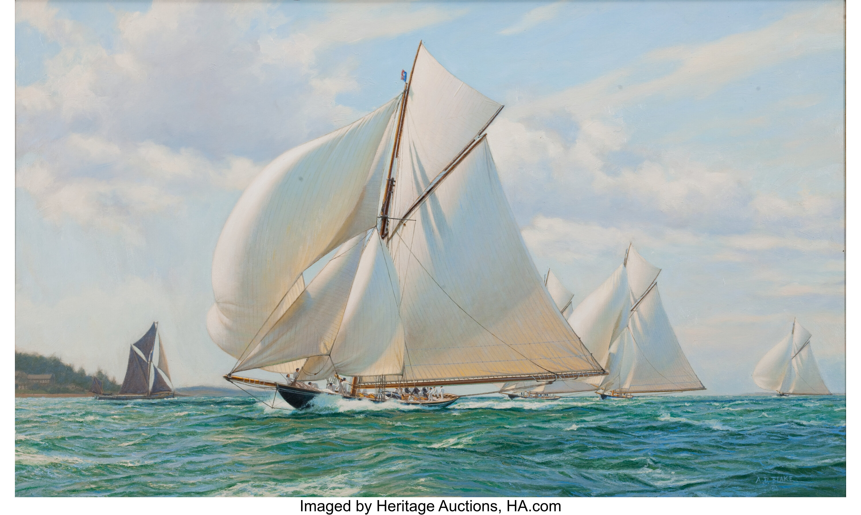 ANTHONY BLAKE (American, b. 1951). 'Britannia' Leading the Fleet Up ...