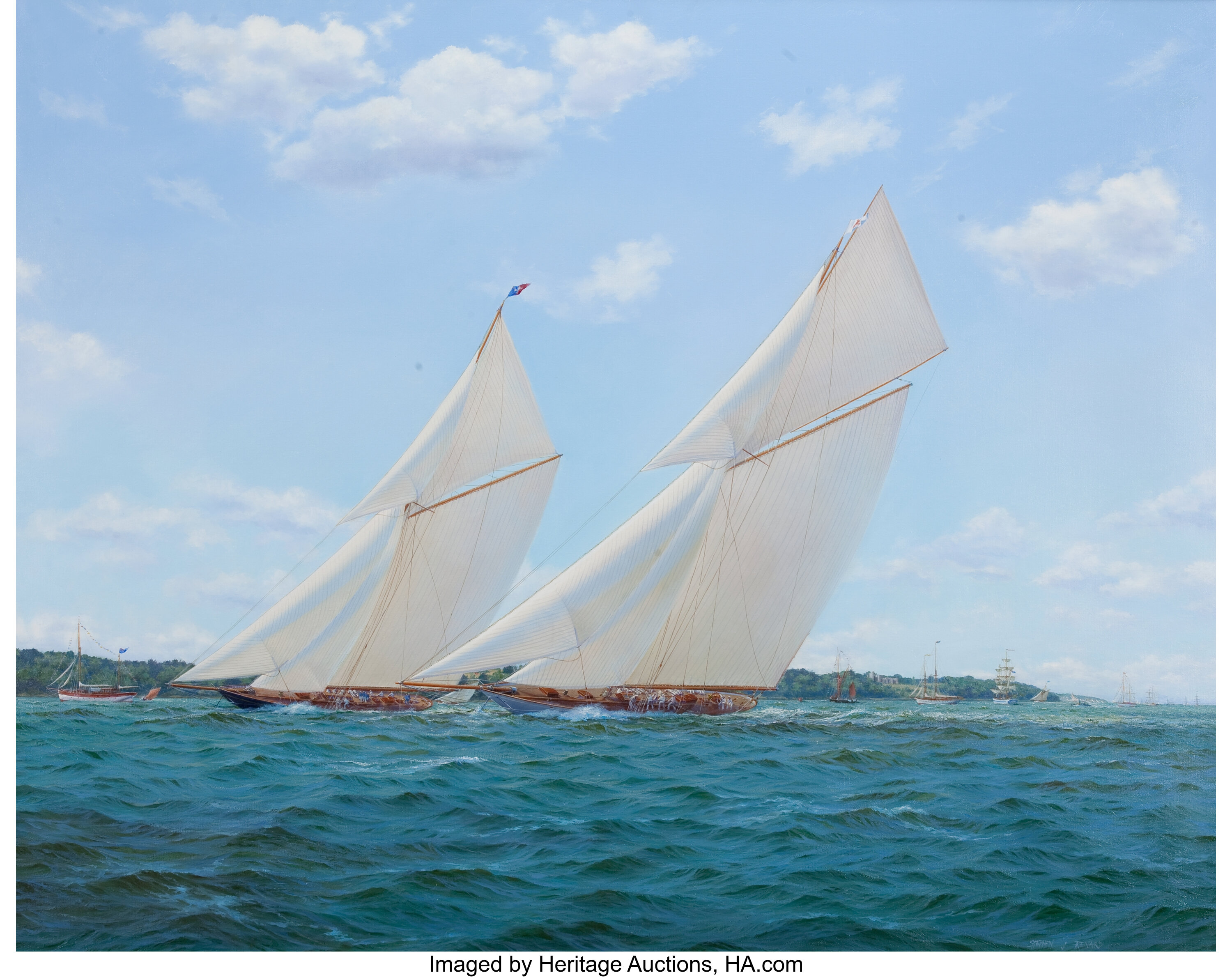STEPHEN J. RENARD (British, b. 1947). 'Vigilant' and 'Britannia', | Lot ...