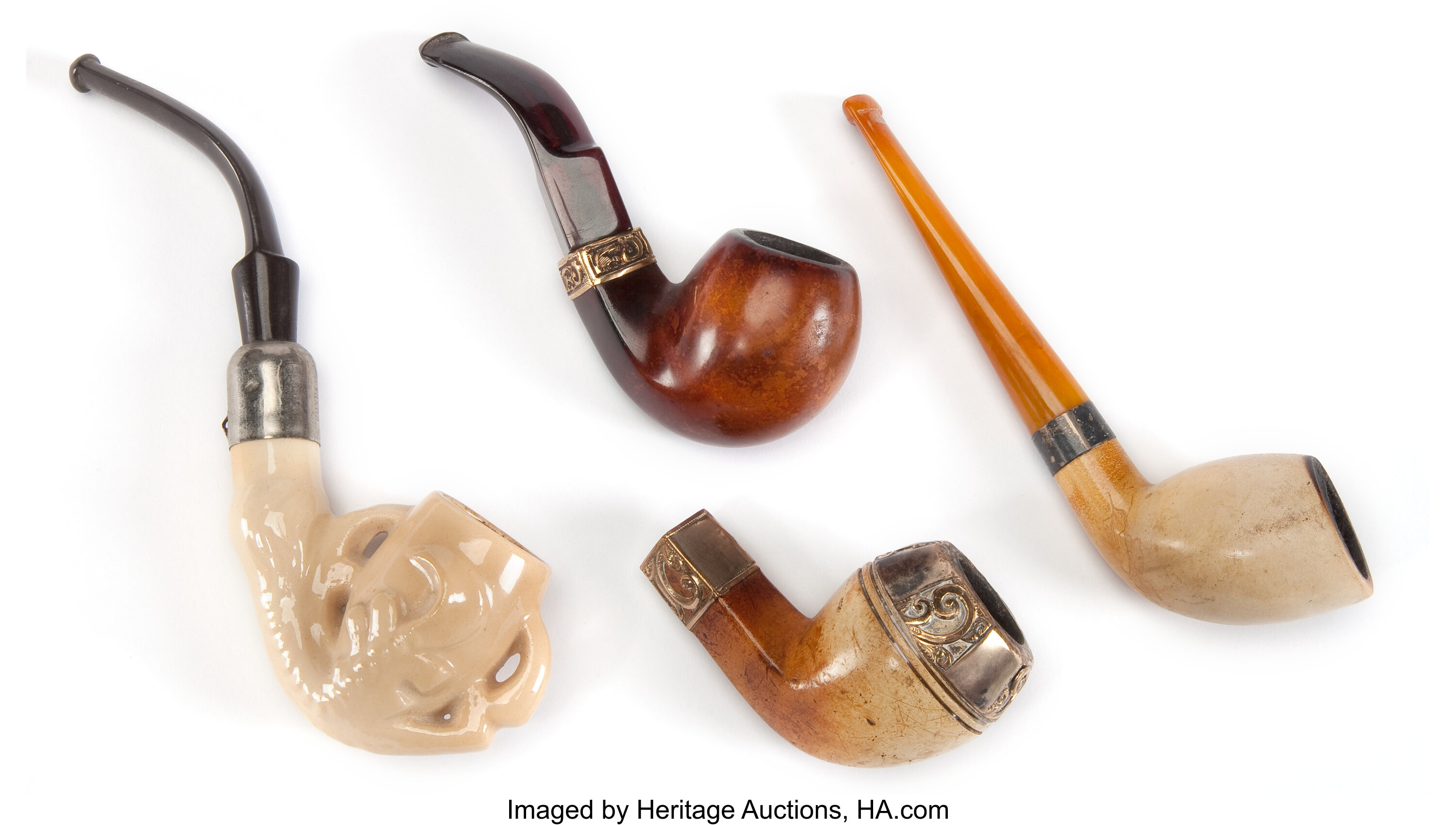 FOUR AUSTRIAN MEERSCHAUM PIPES . 19th century . 5-1/4 inches long | Lot ...