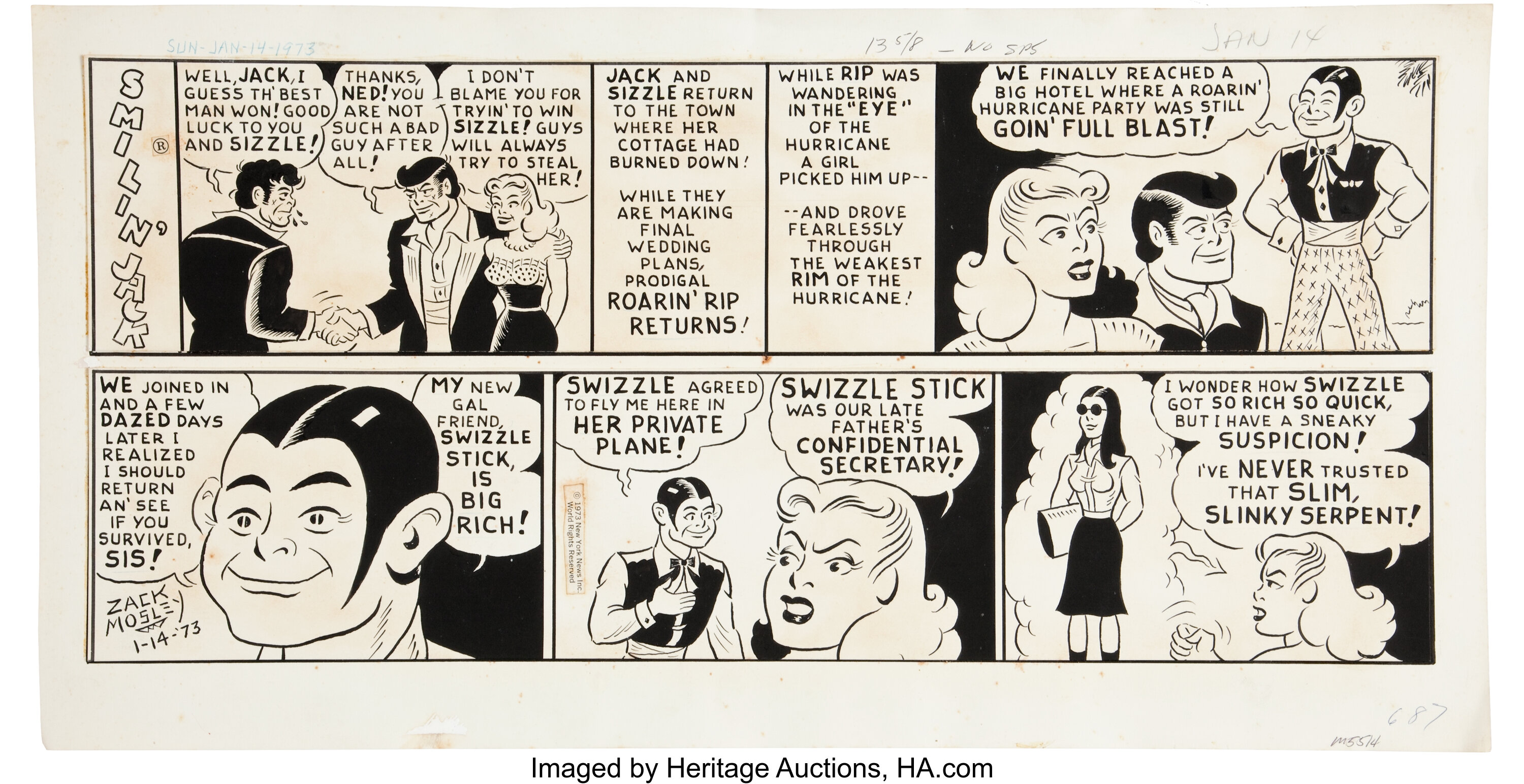 Zack Mosley Smilin' Jack Sunday Comic Strip Original Art Group | Lot ...
