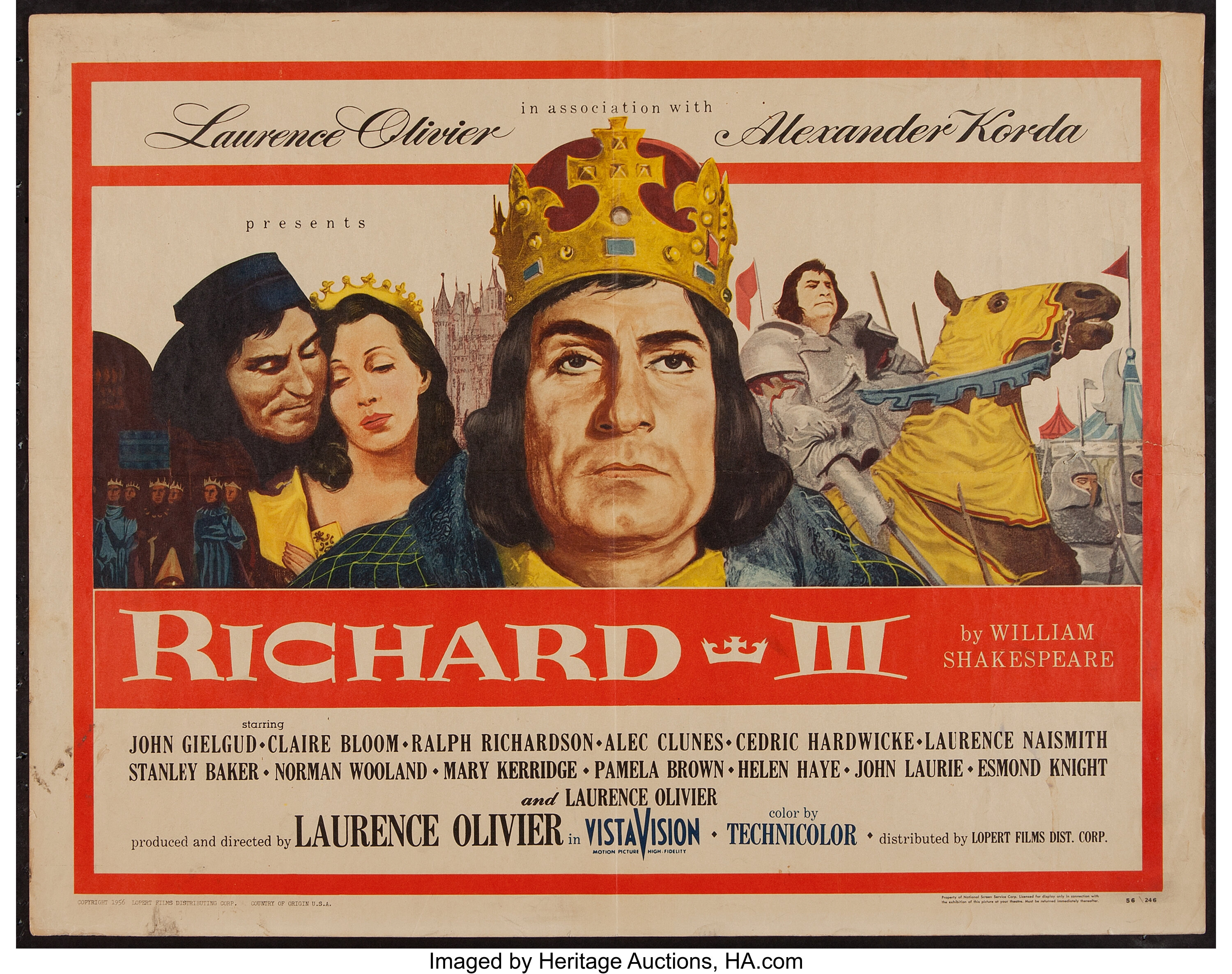 Richard III (Lopert, 1956). Half Sheet (22" X 28"). Drama.. ... | Lot ...