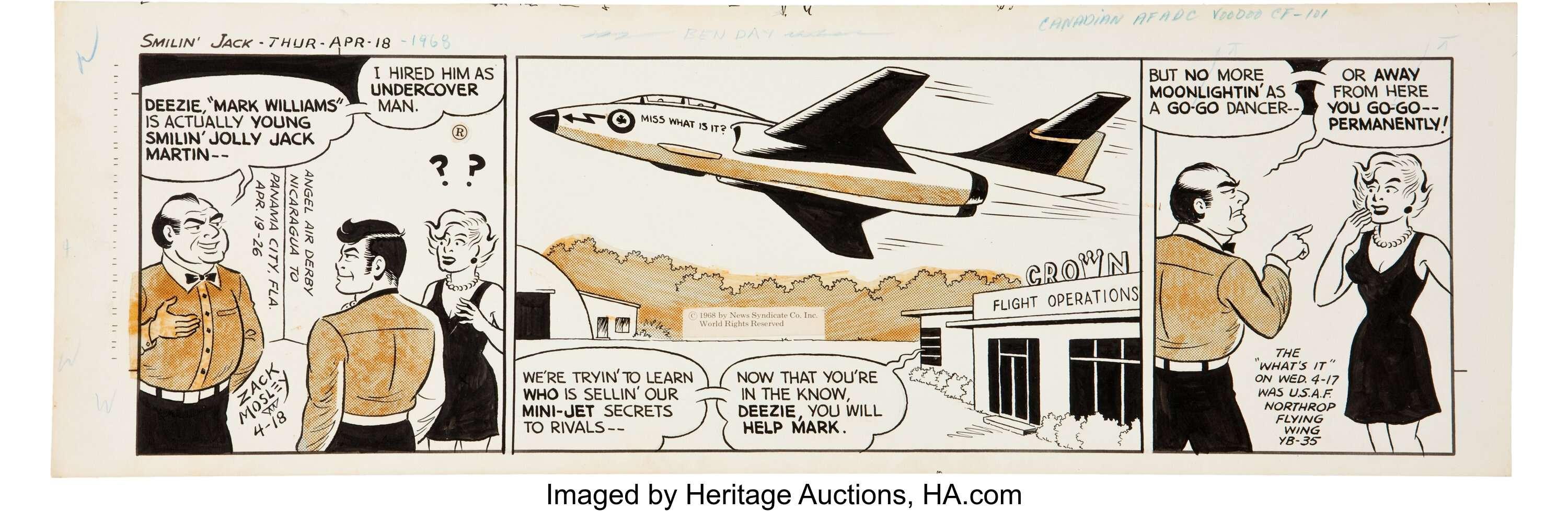 Zack Mosley Smilin' Jack Daily Comic Strip Original Art Group (News ...