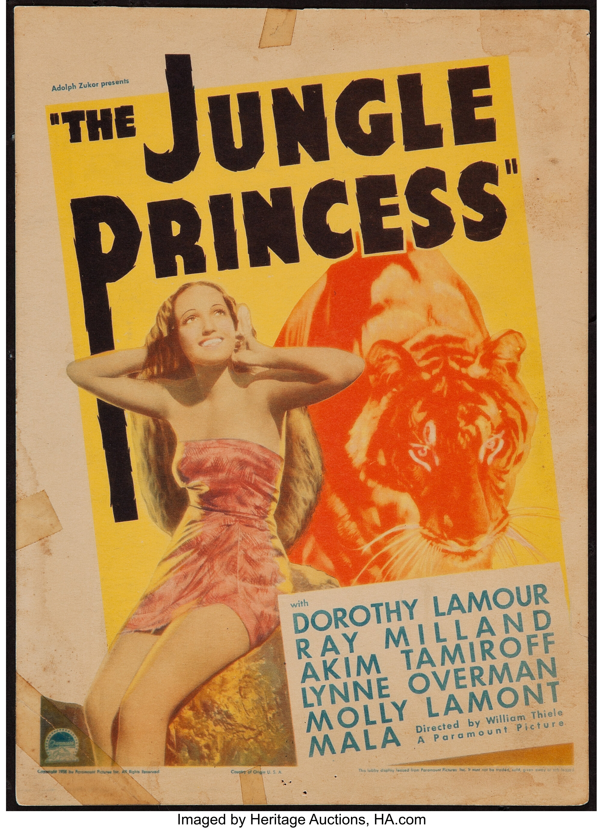 The Jungle Princess (Paramount, 1936). Mini Window Card (8" X 11 ...