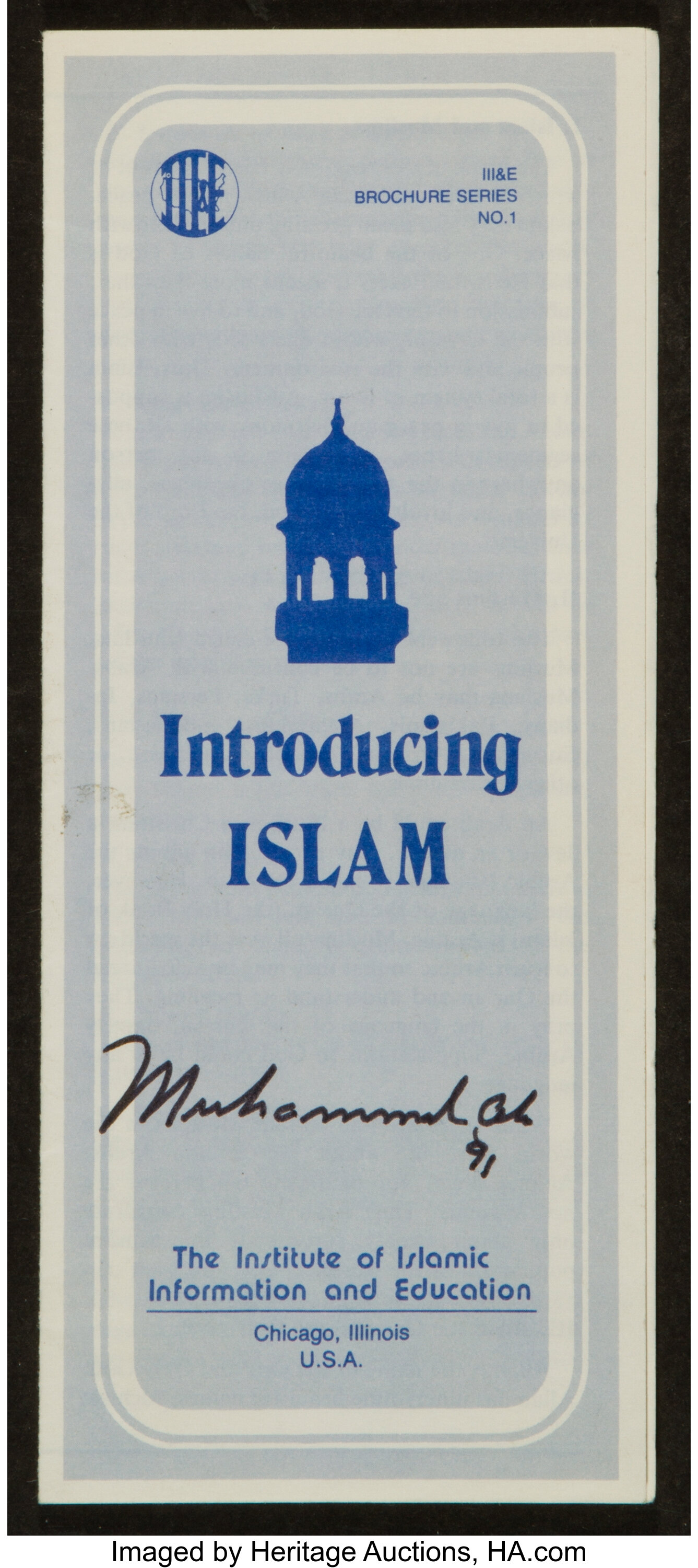 1991 Muhammad Ali Signed Religious Pamphlet. ... Boxing | Lot #42199 ...