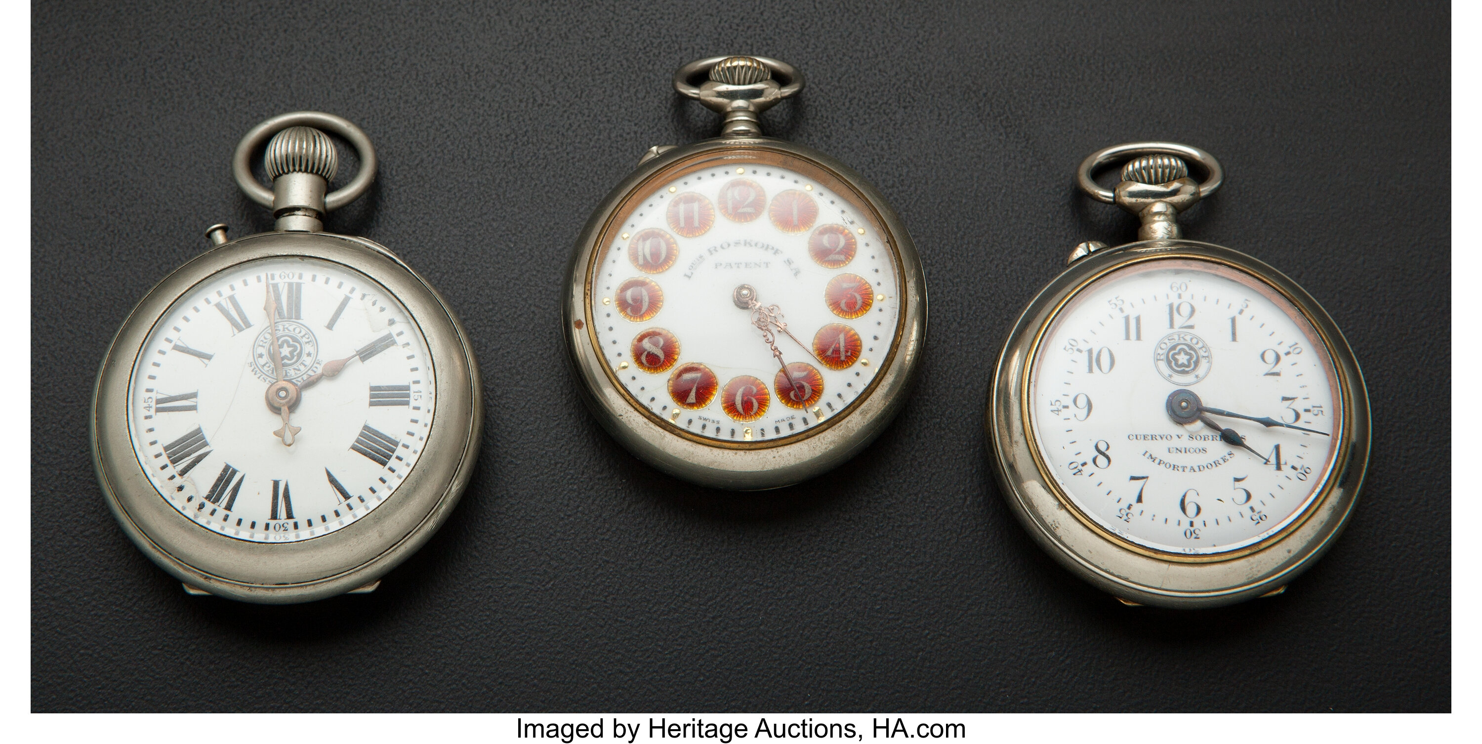 Three 45 mm Roskopf Pocket Watches. ... (Total: 3 Items) Timepieces ...