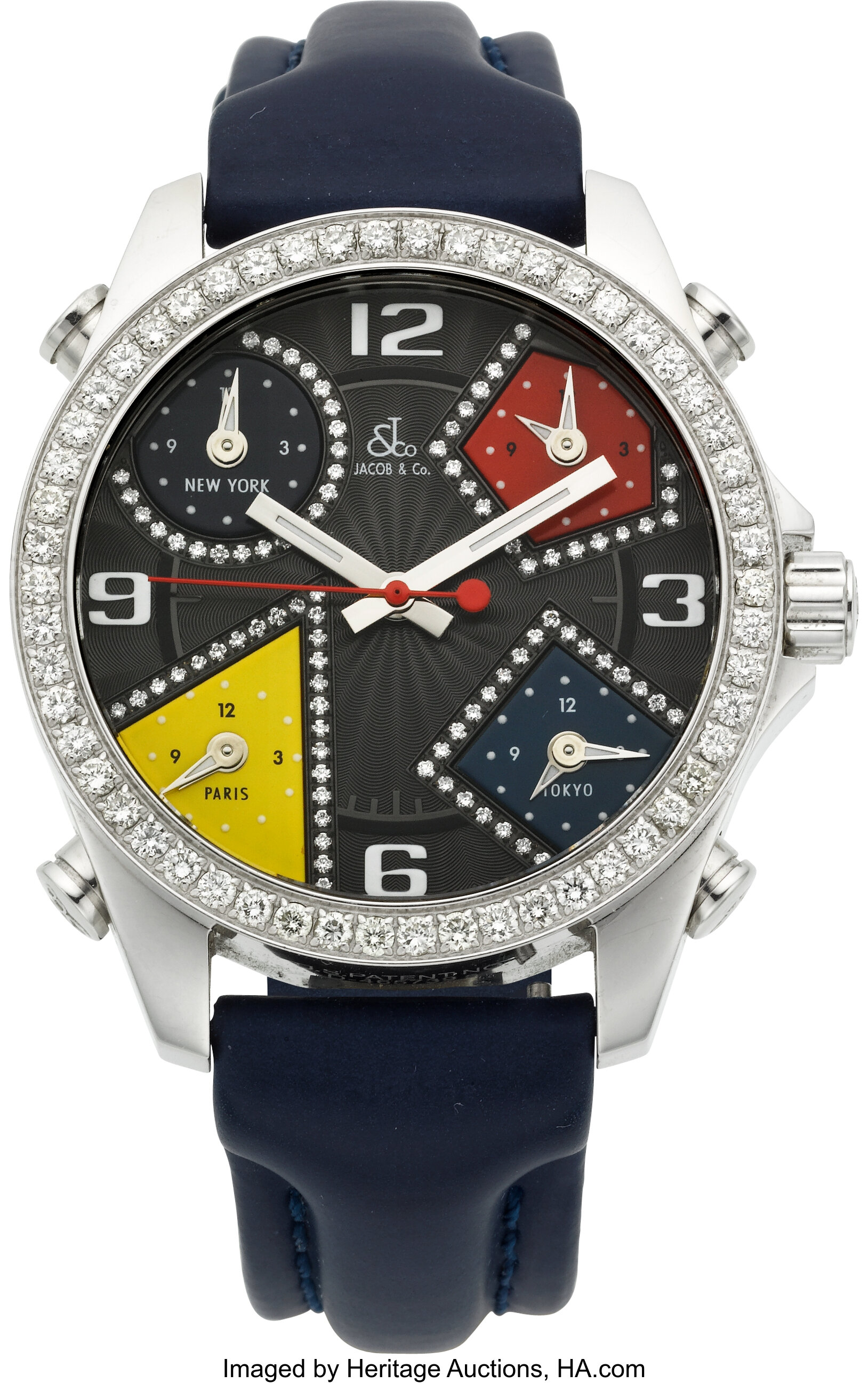Jacob & Co. Gentleman's Five Time Zones Diamond and Steel Watch. | Lot ...